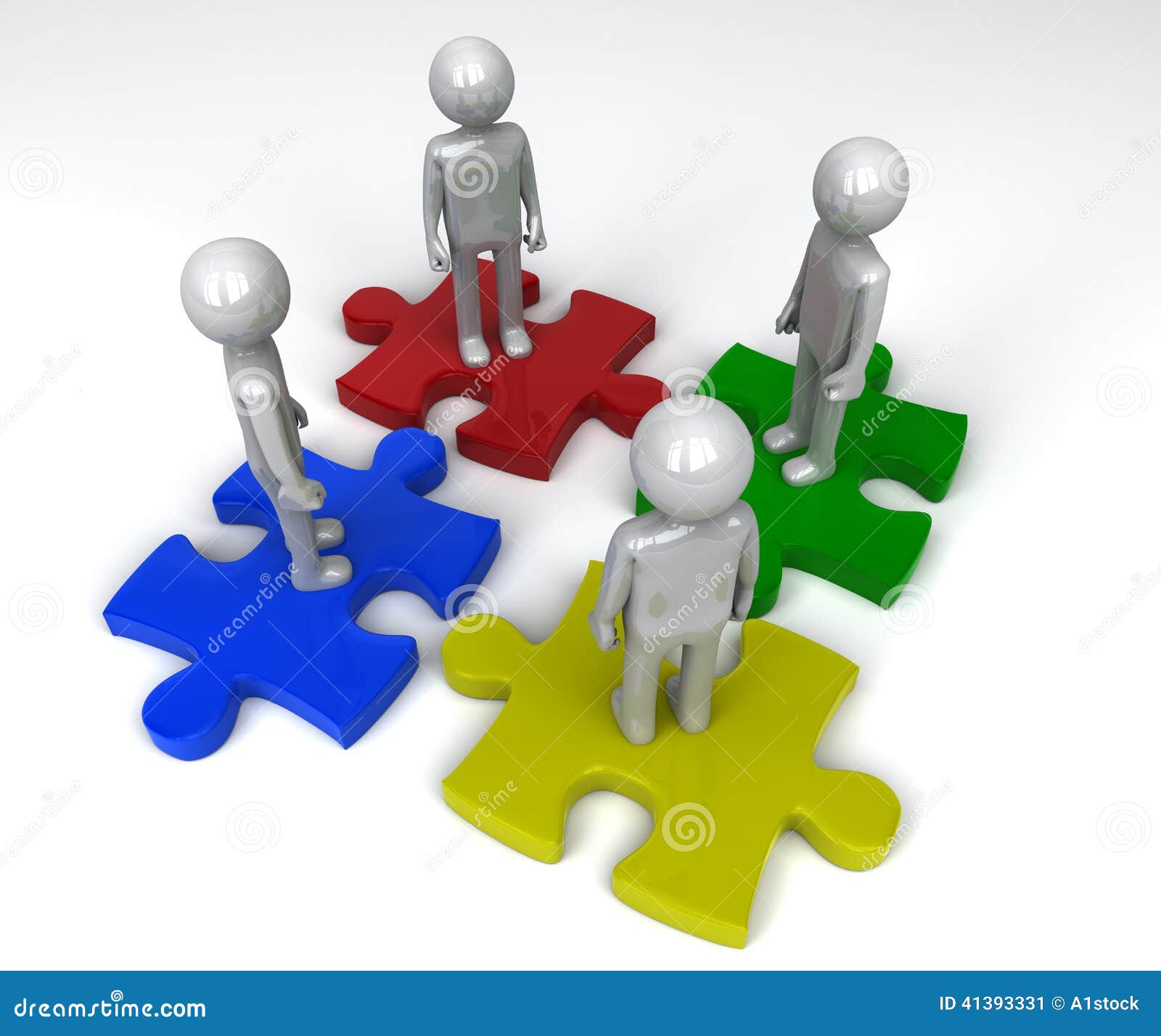 Team On Separate Jigsaw Puzzle Pieces Stock Illustration - Illustration ...