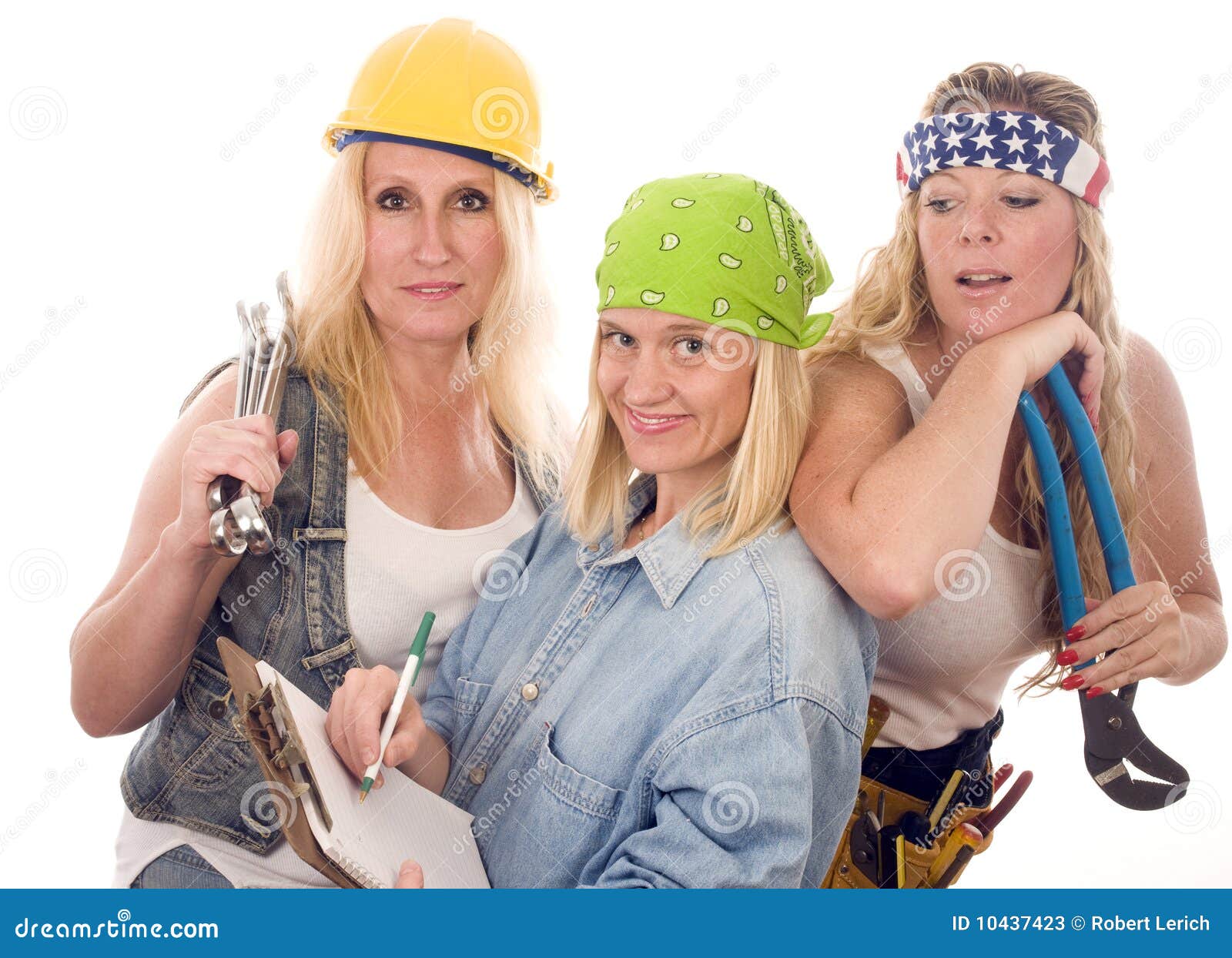 Team Women Contractors Tools Stock Image - Image of bandana, beater ...