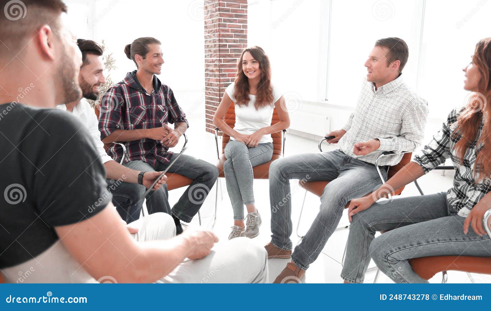 Team Sitting in a Lesson on Team Building Stock Photo - Image of male ...