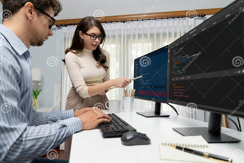 Team Developers Program Thinking Newest Coding Creative Website. Postulate. Stock Photo - Image ...