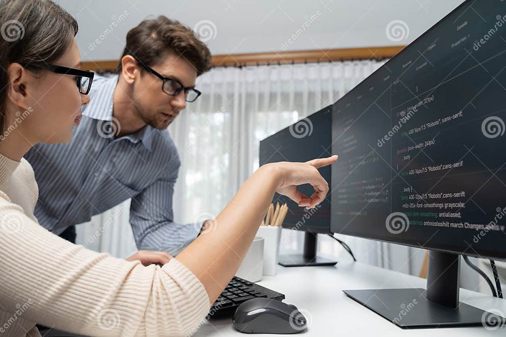 Team Developers Program Thinking Newest Coding Creative Website. Postulate. Stock Photo - Image ...