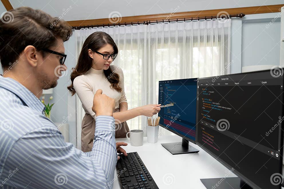 Team Developers Program Thinking Newest Coding Creative Website. Postulate. Stock Image - Image ...