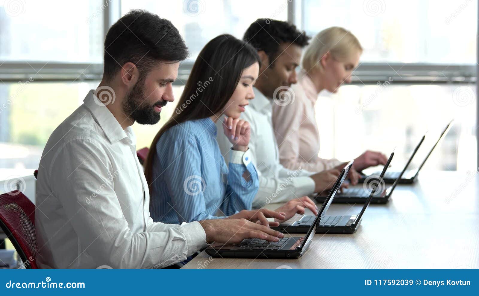 Team of Smart Programmers, Side View. Stock Video - Video of selective ...