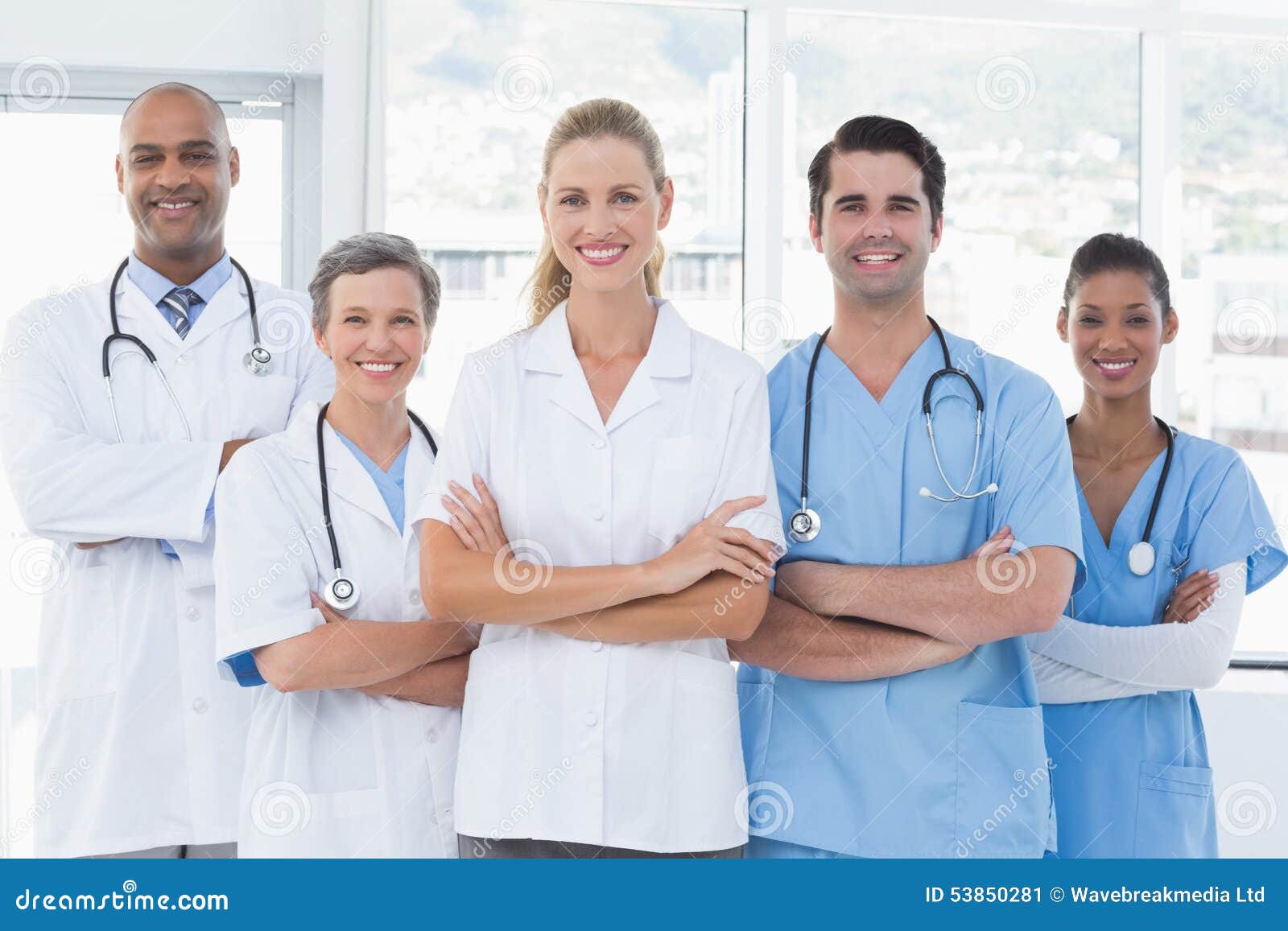 Team of Smiling Doctors Looking at Camera Stock Image - Image of ...
