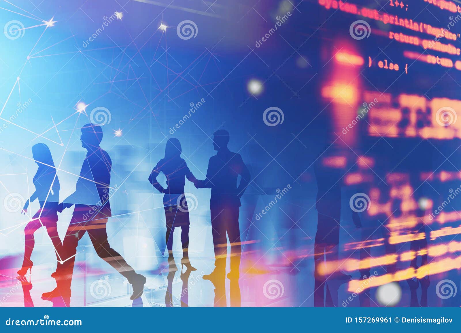 Team of Software Developers and Code Stock Image - Image of futuristic ...