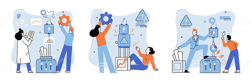 Team Solving Complex Problems. Teamwork Metaphor. Miniature Scene of ...