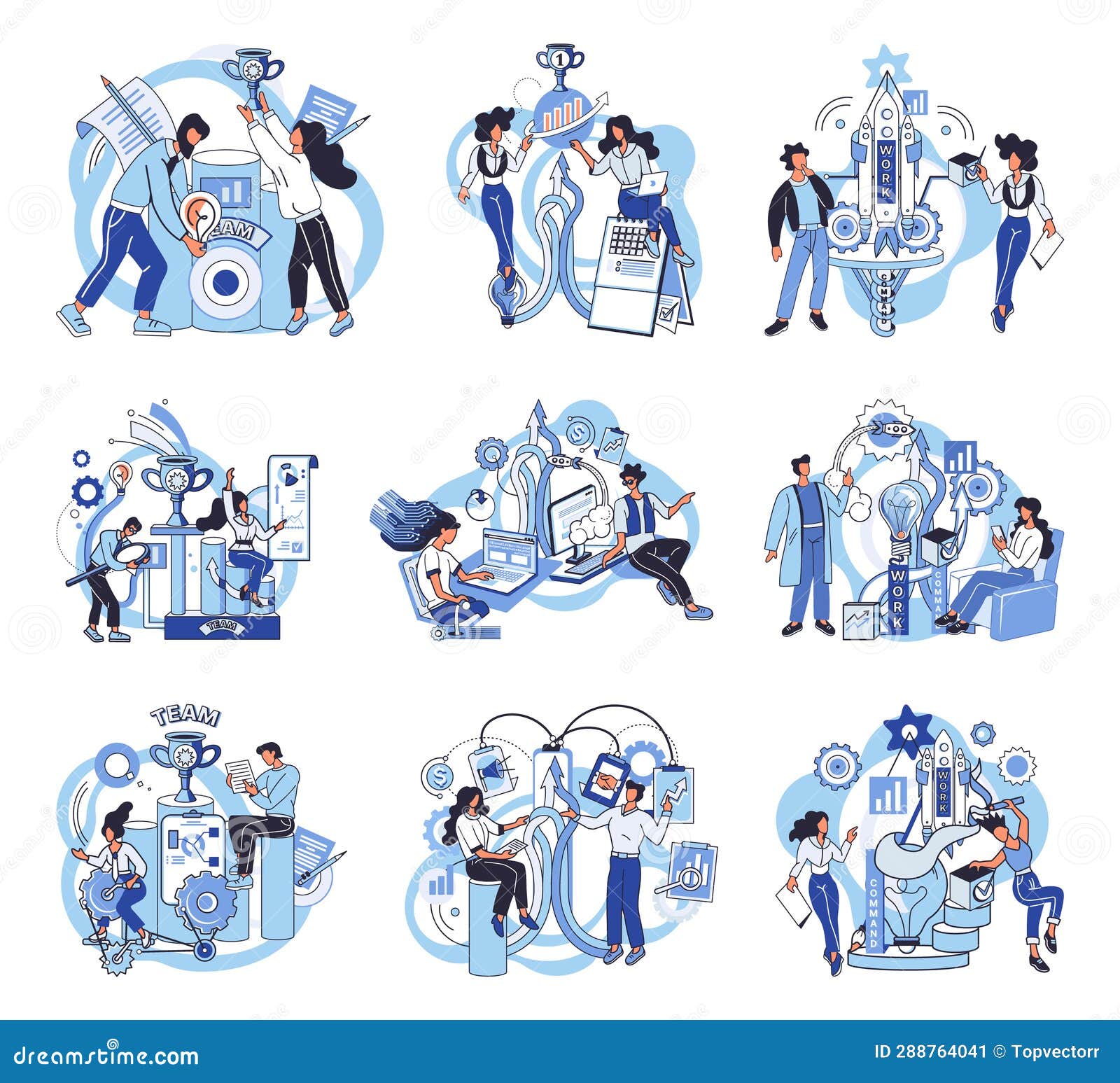 Team Solving Complex Problems. Teamwork Metaphor. Miniature Scene of ...