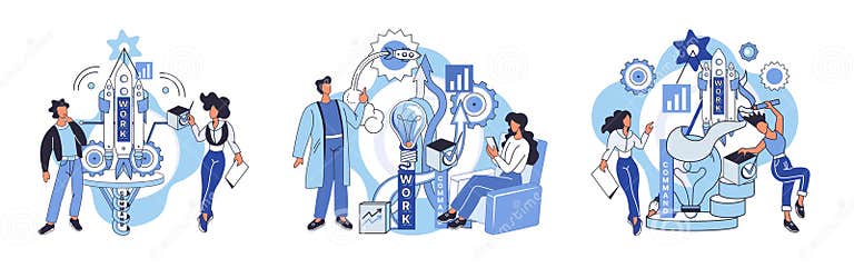 Team Solving Complex Problems. Teamwork Vector Illustration Metaphor ...