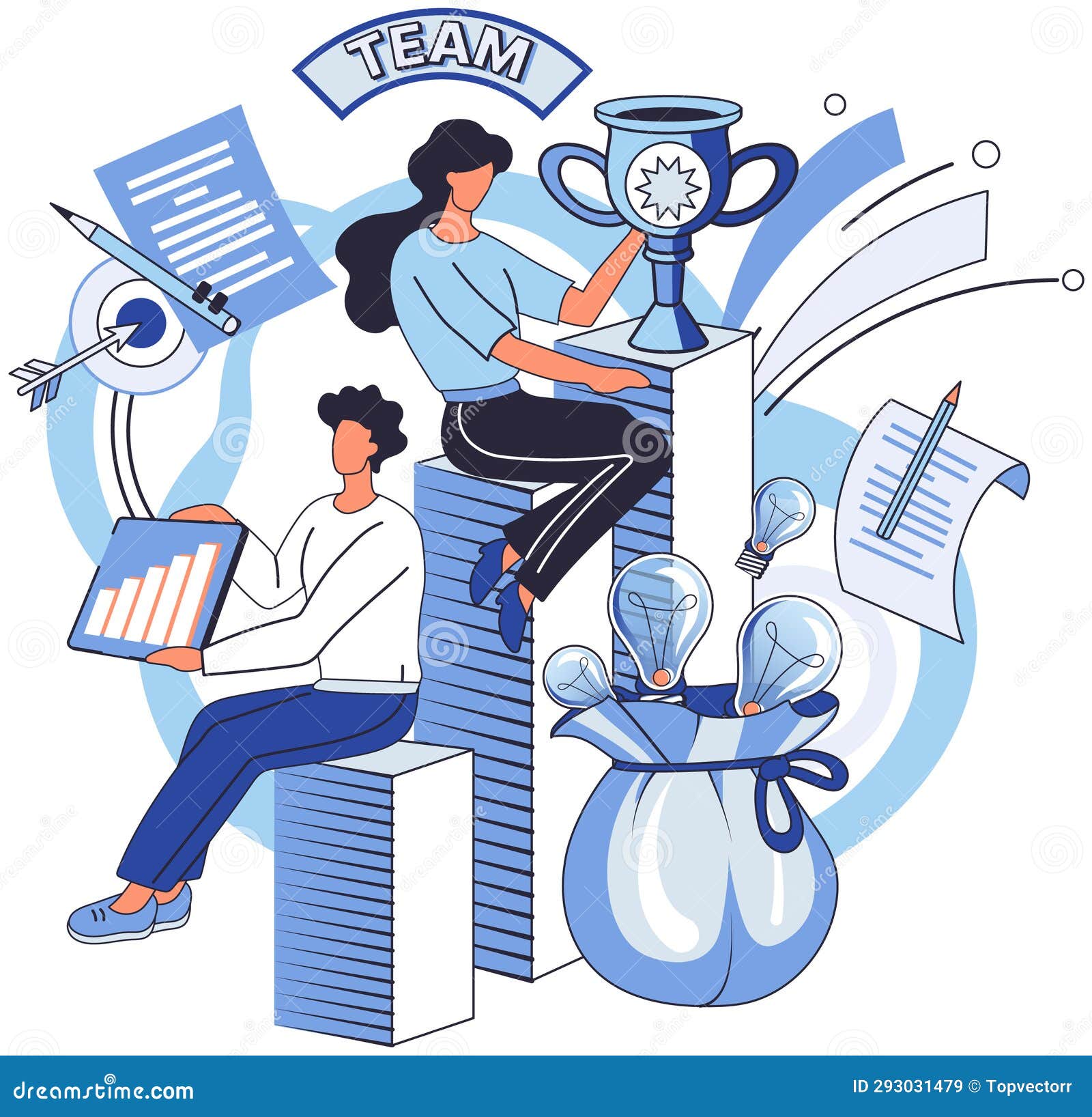 Team Solving Complex Problems. Teamwork Vector Illustration Metaphor ...