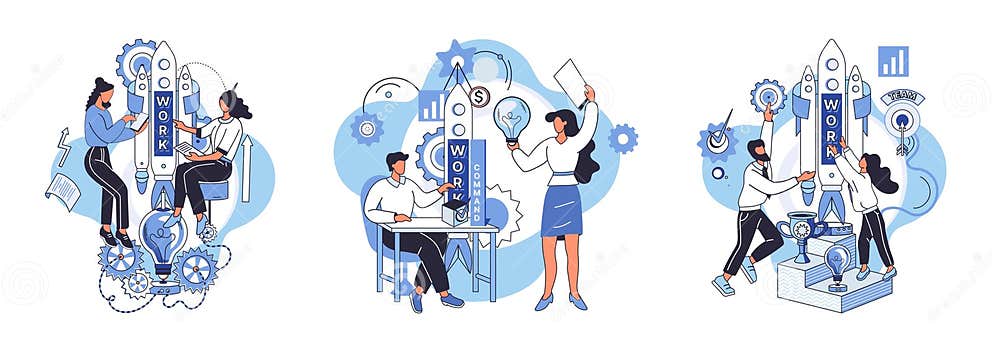 Team Solving Complex Problems. Teamwork Vector Illustration Metaphor ...