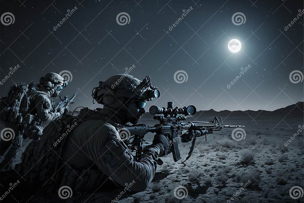 A Team of Special Forces is Taking Aim Stock Illustration ...