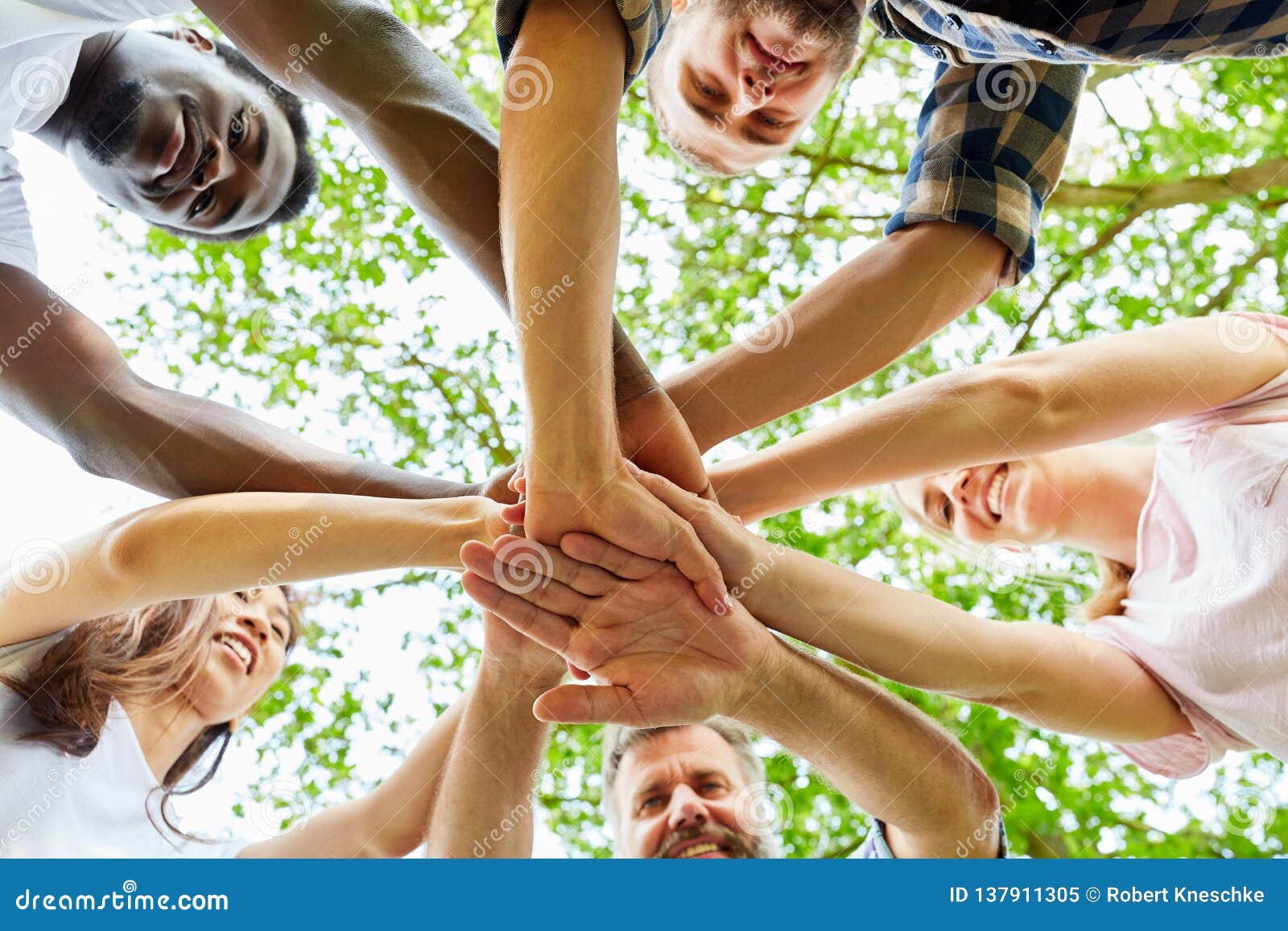 Team Stacks Hands in Teambuilding Workshop Stock Image - Image of ...