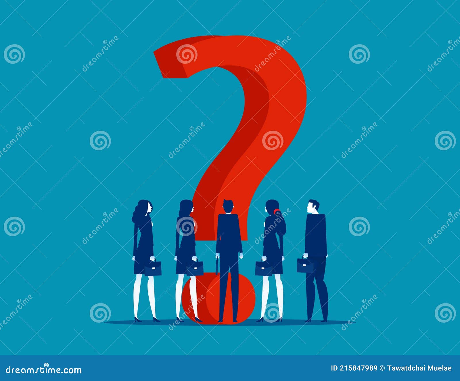 Team Standing with Question Mark Discussed the Strategy Future Path ...