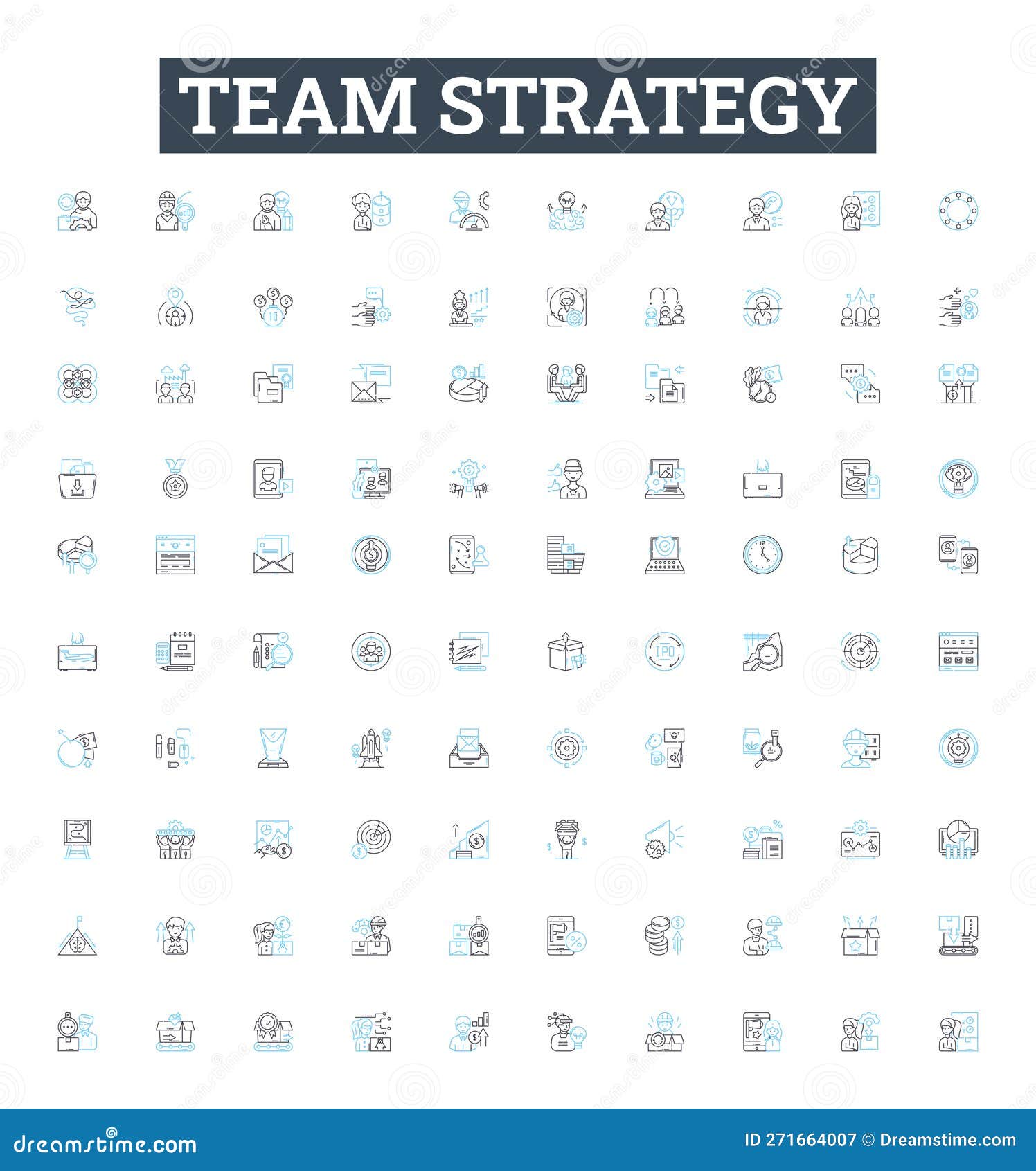 Team Strategy Vector Line Icons Set. Collaboration, Planning, Alignment ...