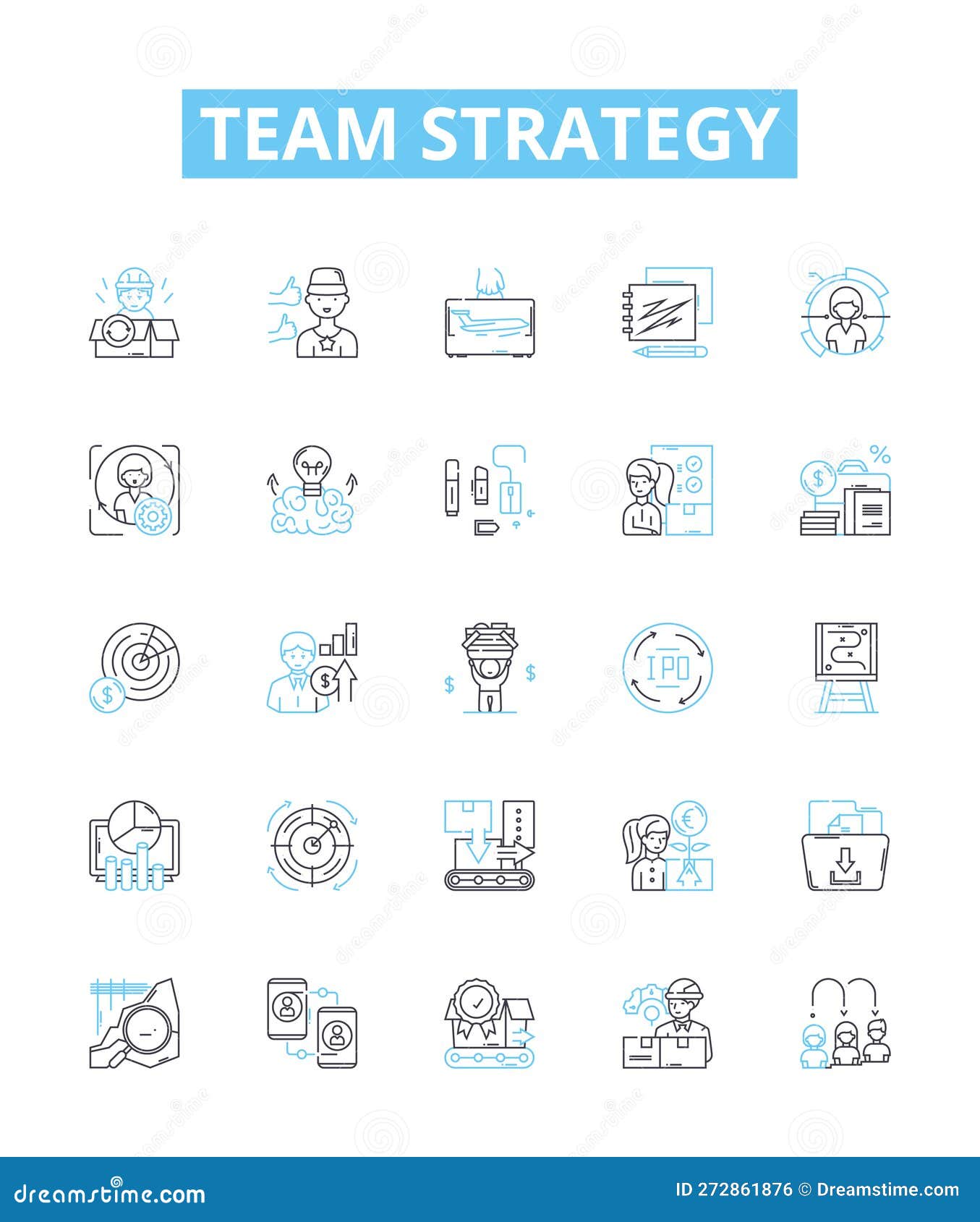 Team Strategy Vector Line Icons Set. Collaboration, Planning, Alignment ...