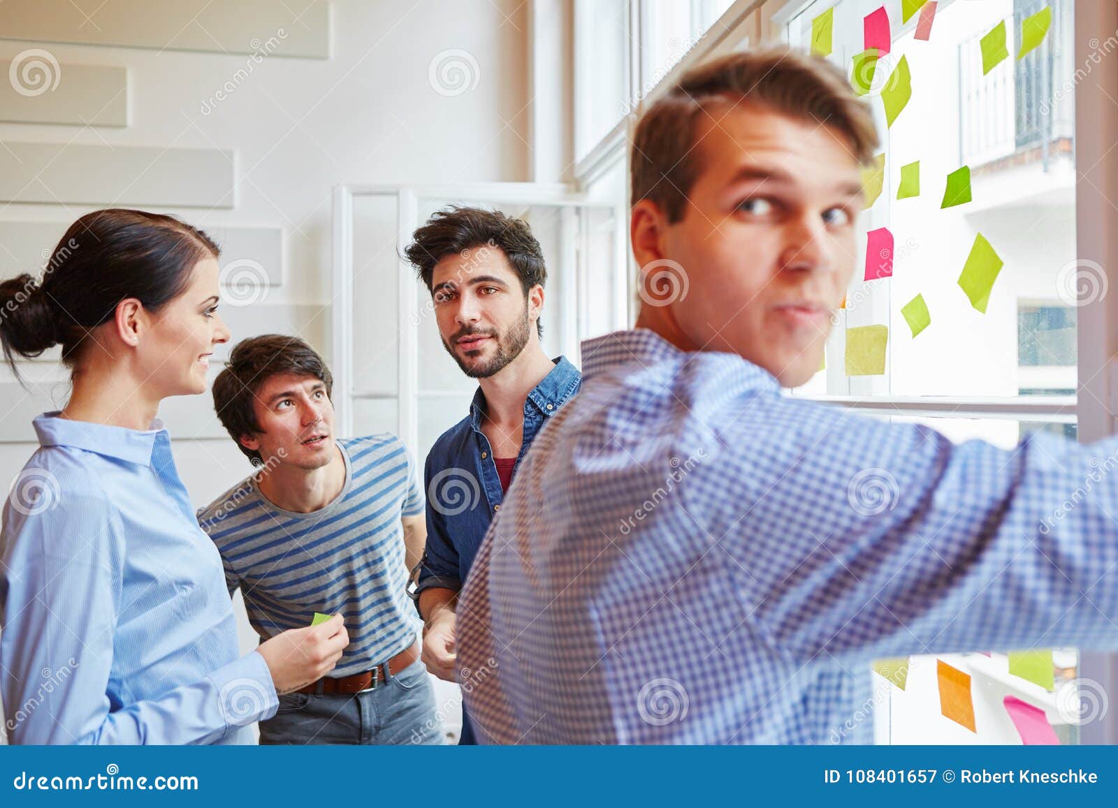Team at strategy workshop stock image. Image of inspiration - 108401657