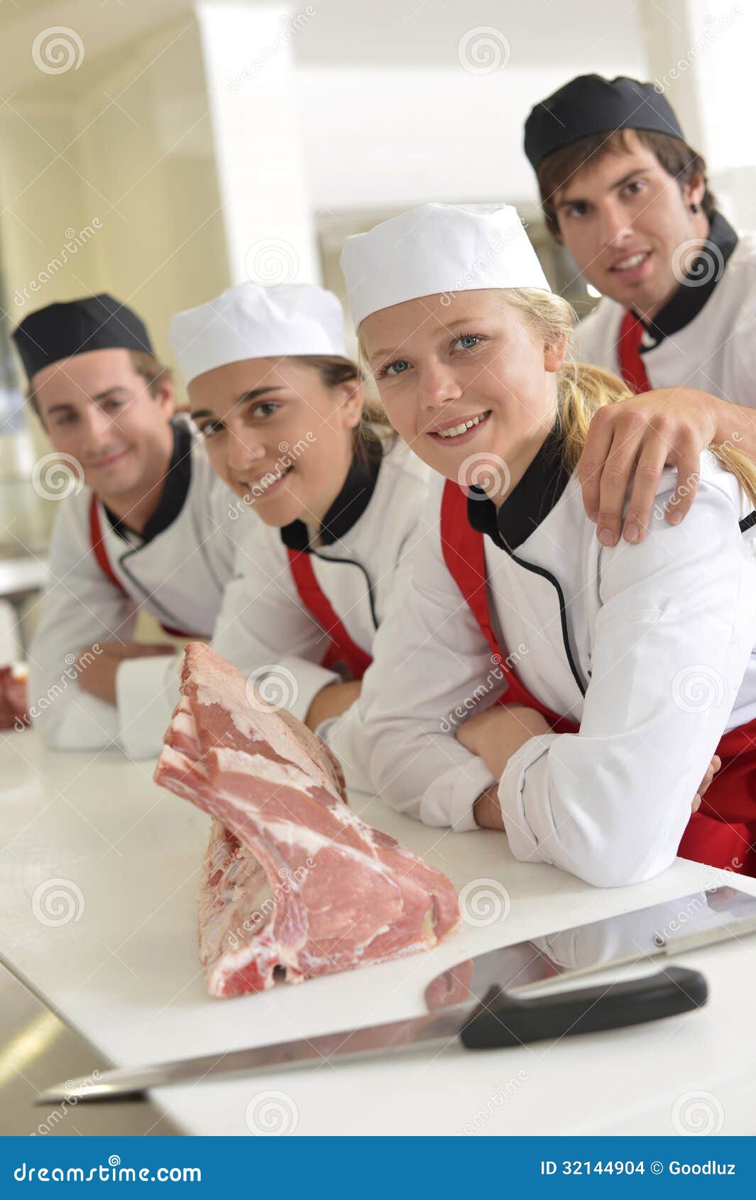 Team of Students in Butchery Stock Photo - Image of apprenticeship ...