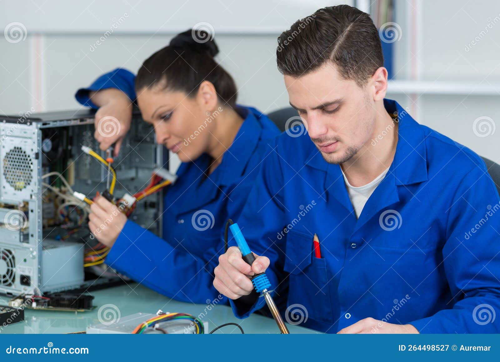 Team Students Examining and Repairing Computer Parts Stock Image ...