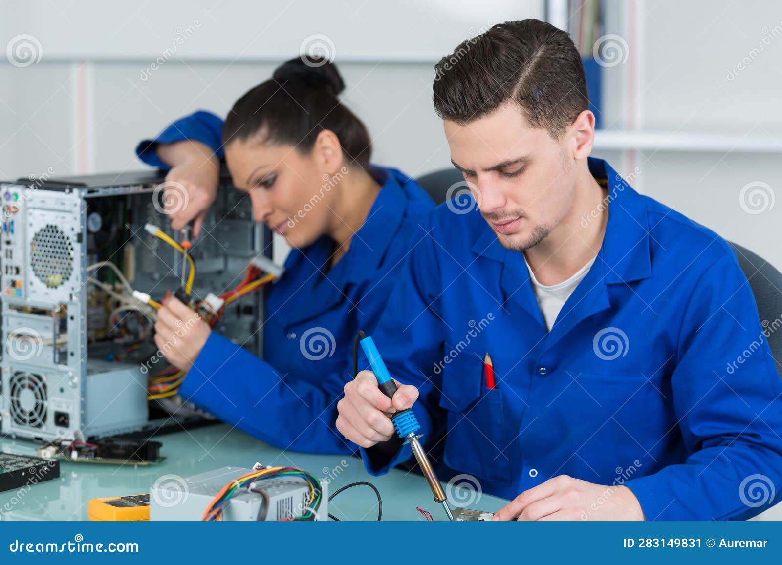 Team Students Examining and Repairing Computer Parts Stock Image ...