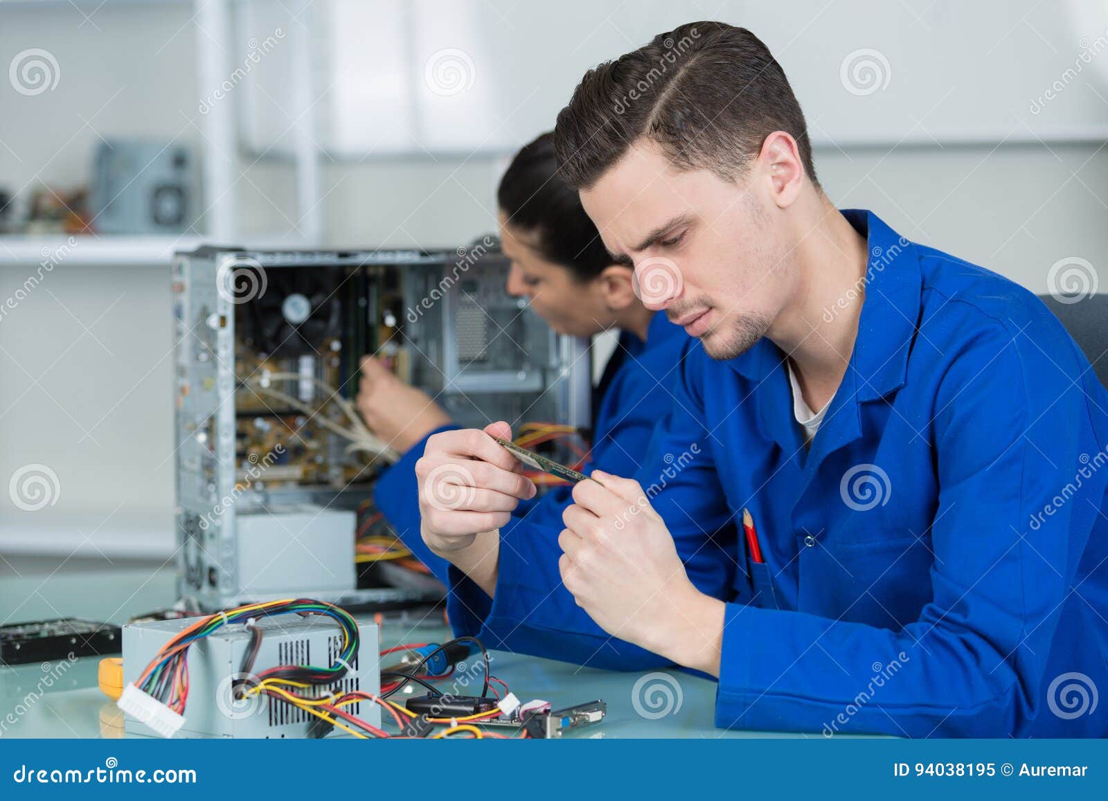 Team Students Examining and Repairing Computer Parts Stock Image ...