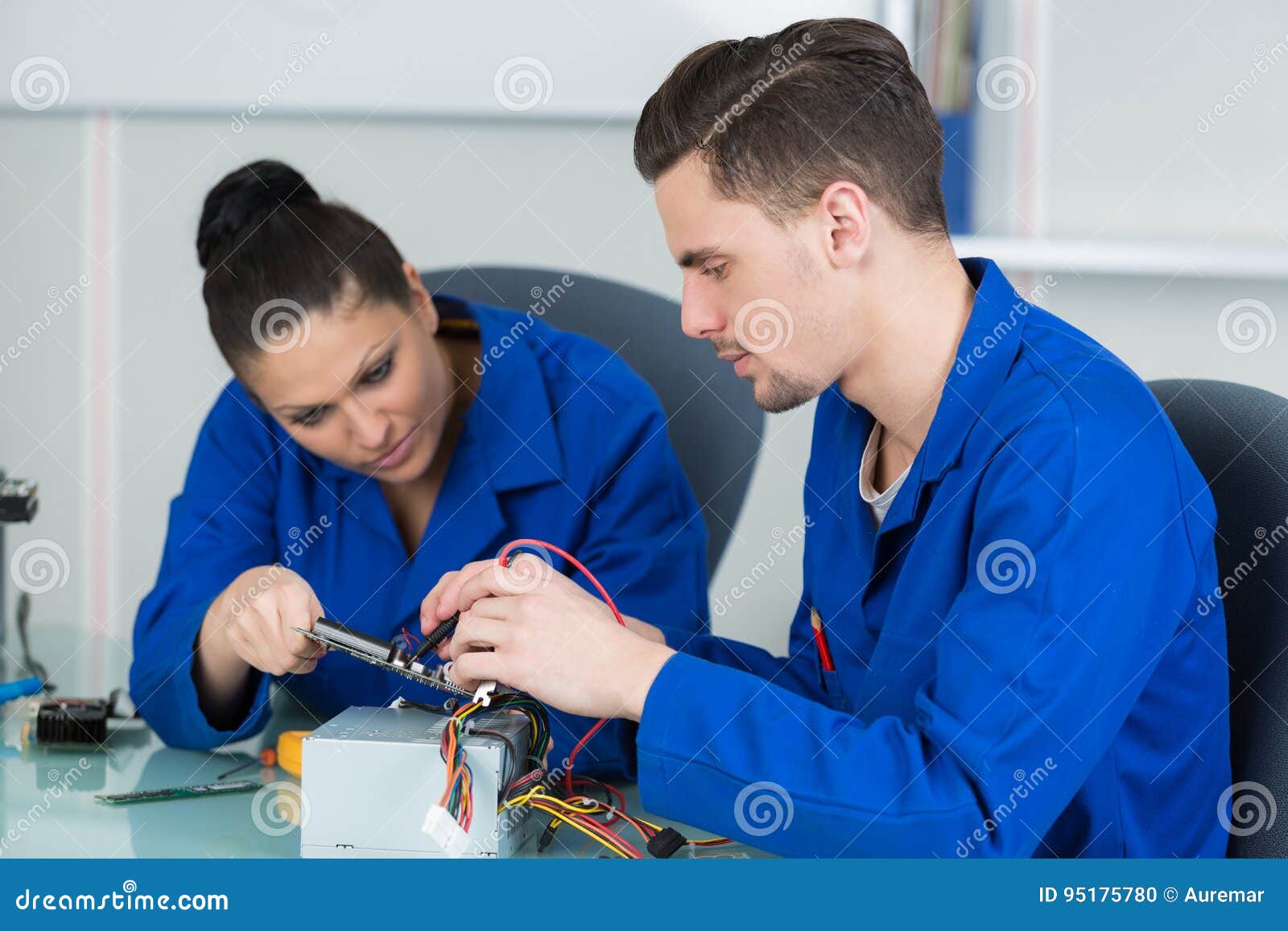 Team Students Examining and Repairing Computer Parts Stock Photo ...