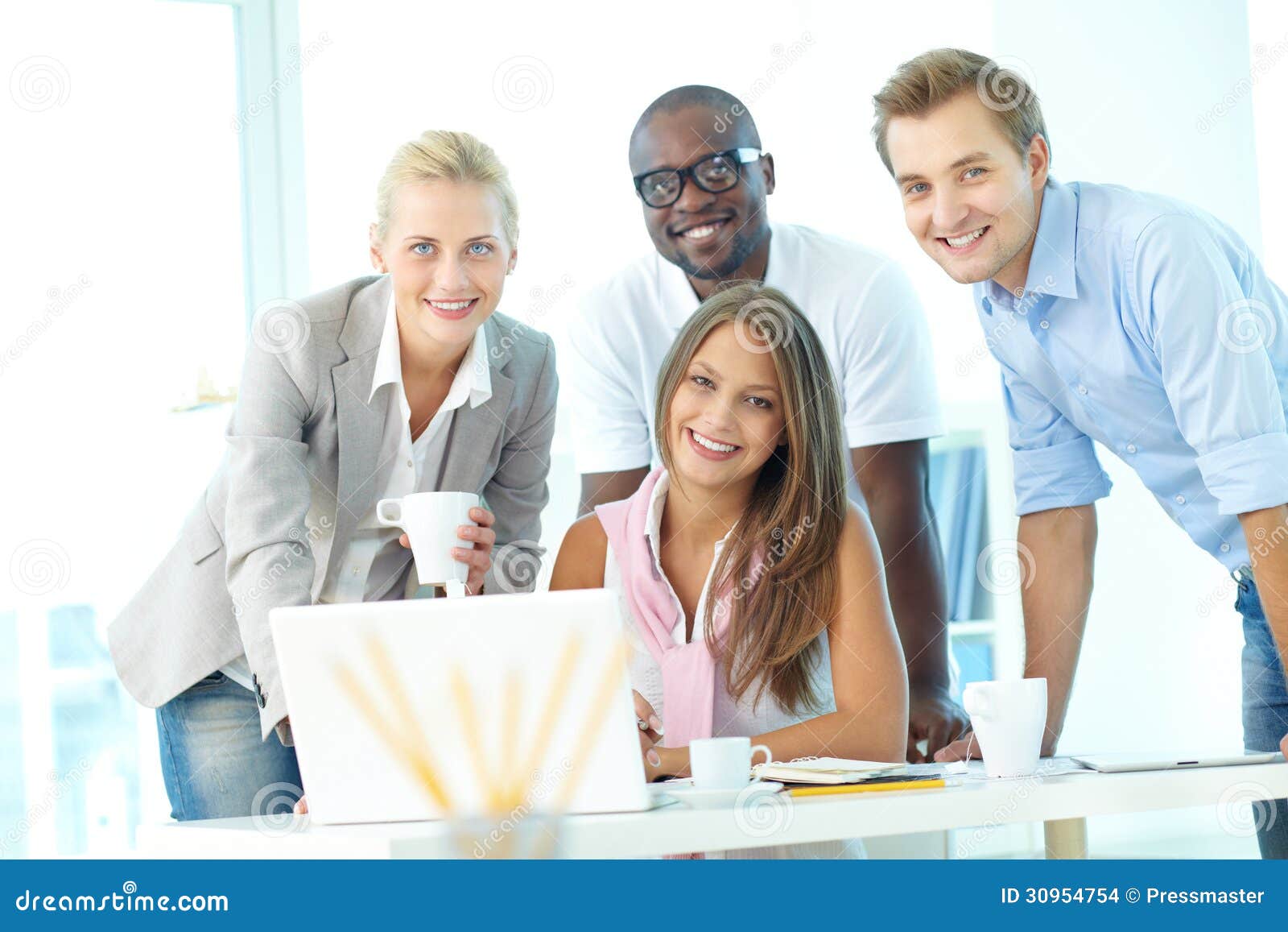 Team of students stock photo. Image of multiethnic, female - 30954754