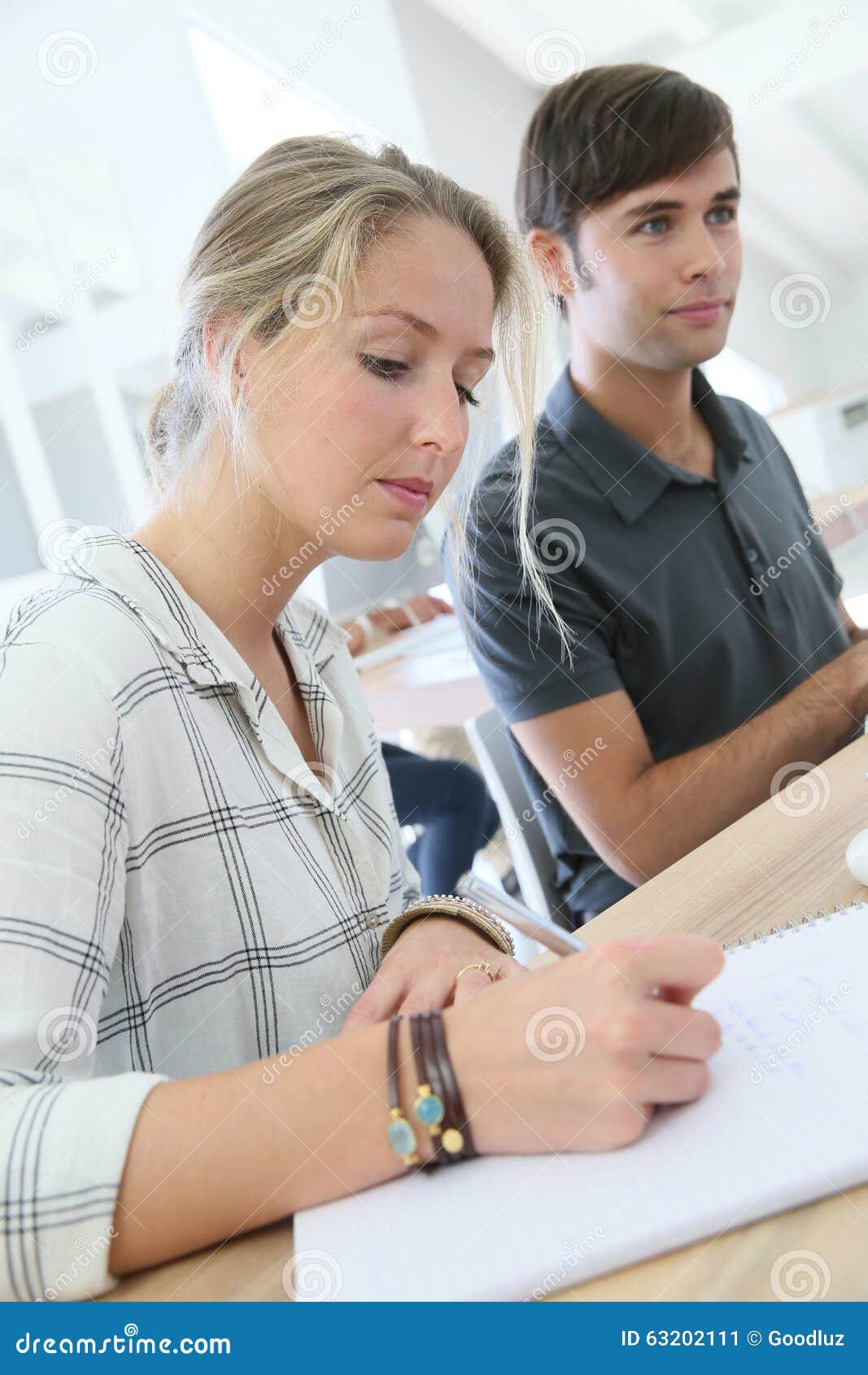 Team of Students Working Together on Computer Stock Image - Image of ...