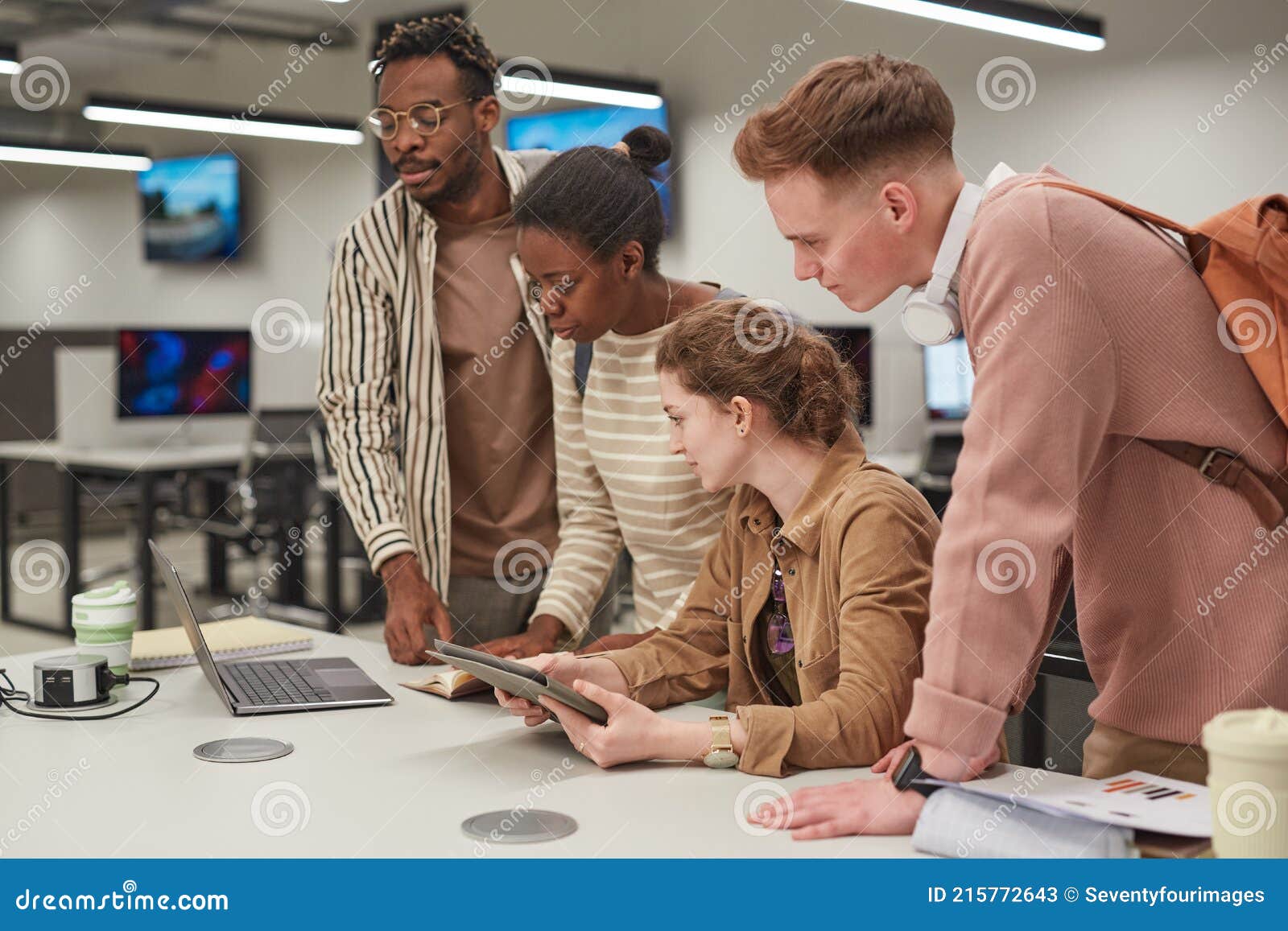 Team of Students Working Together Stock Image - Image of young, women ...