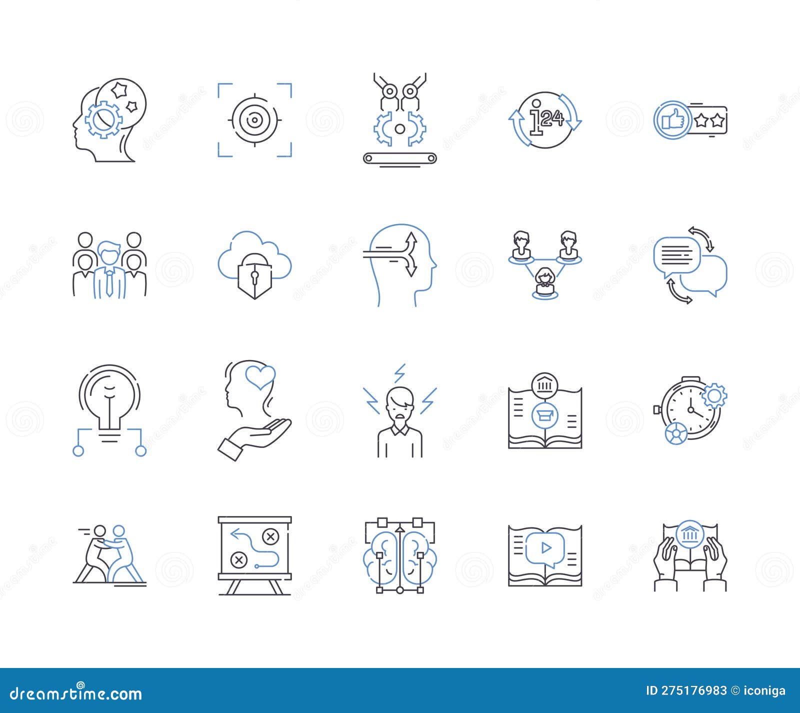 Team Studying Outline Icons Collection. Team, Studying, Colleagues ...