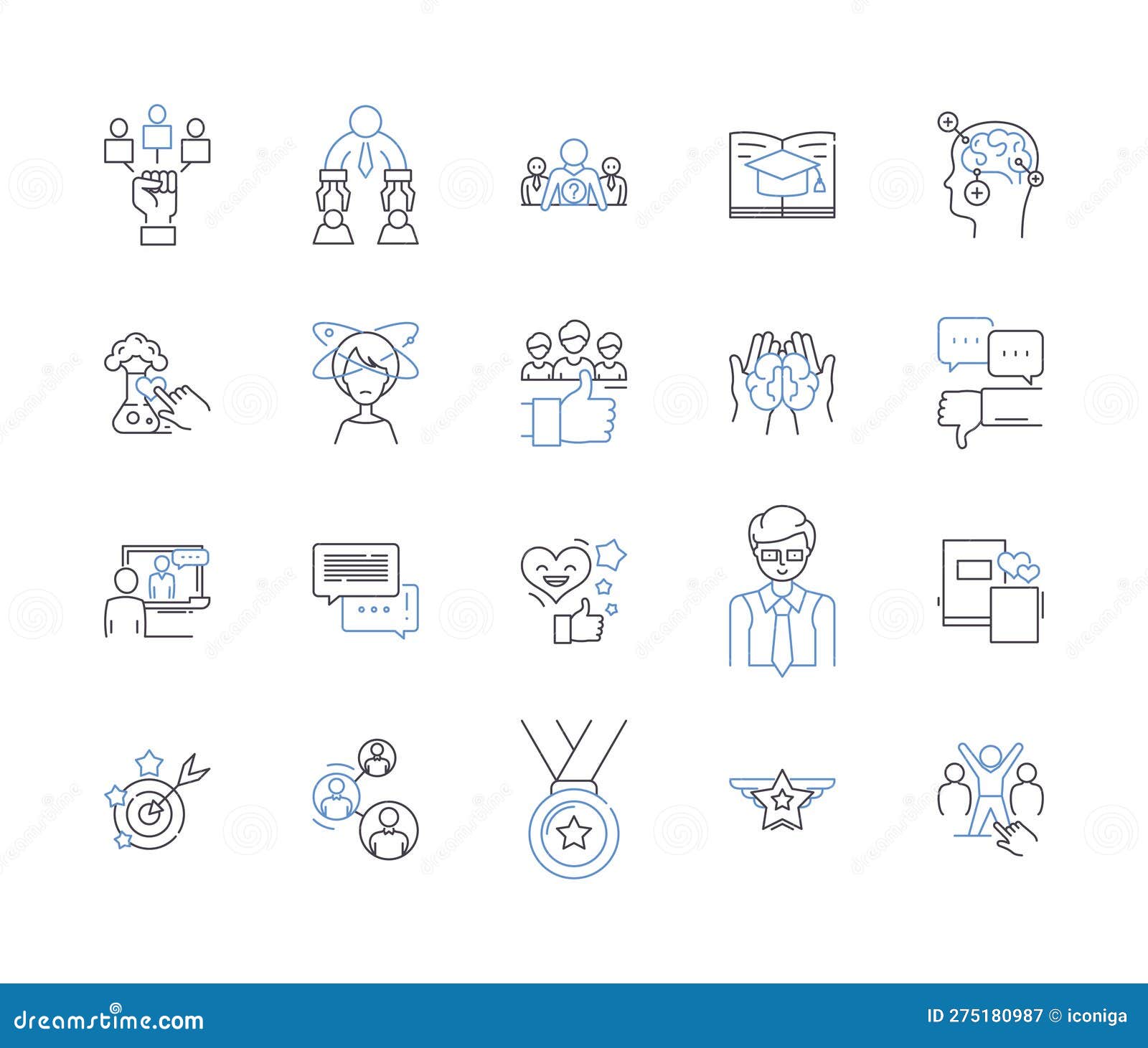 Team Studying Outline Icons Collection. Team, Studying, Colleagues ...