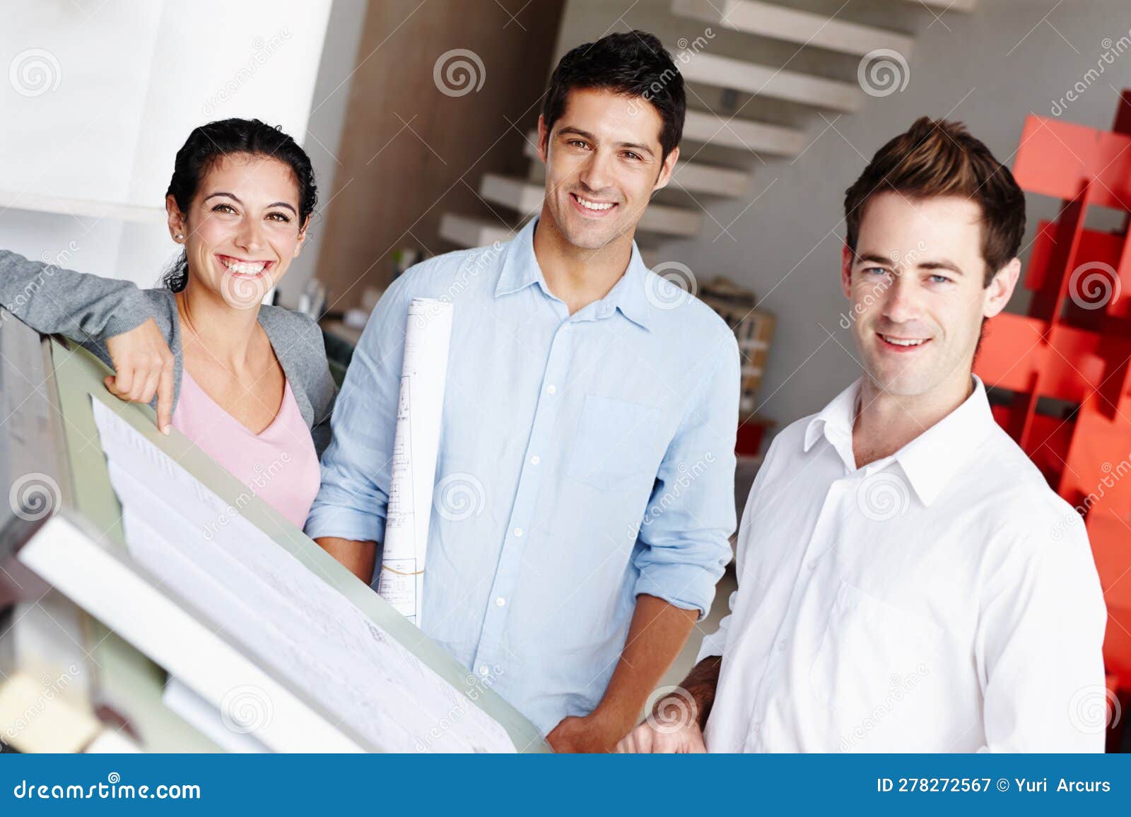 Team of Successful Architects. Portrait of Three Talented Architects ...