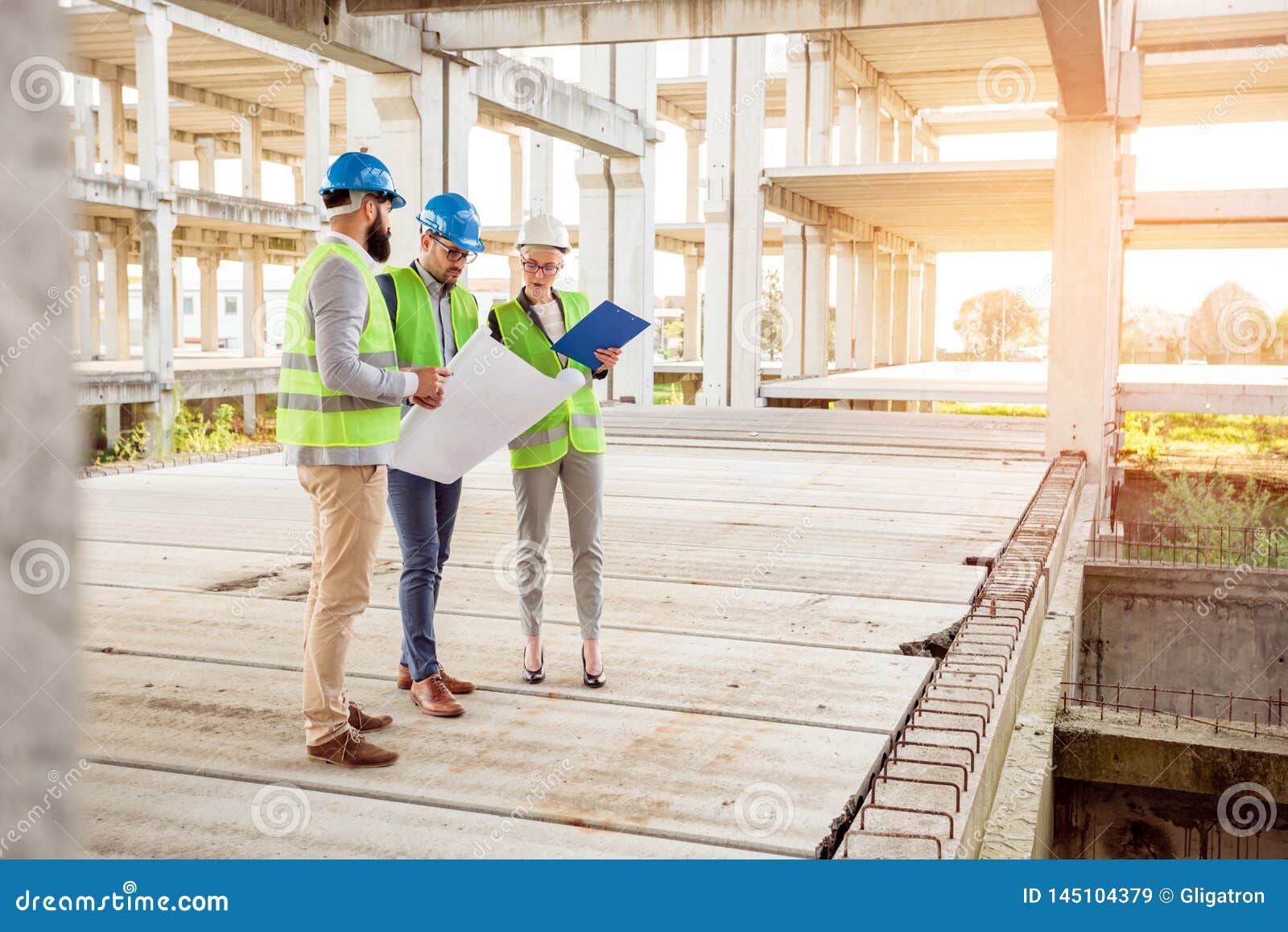 Construction Team With Businessman Engineer And Architect Is ...