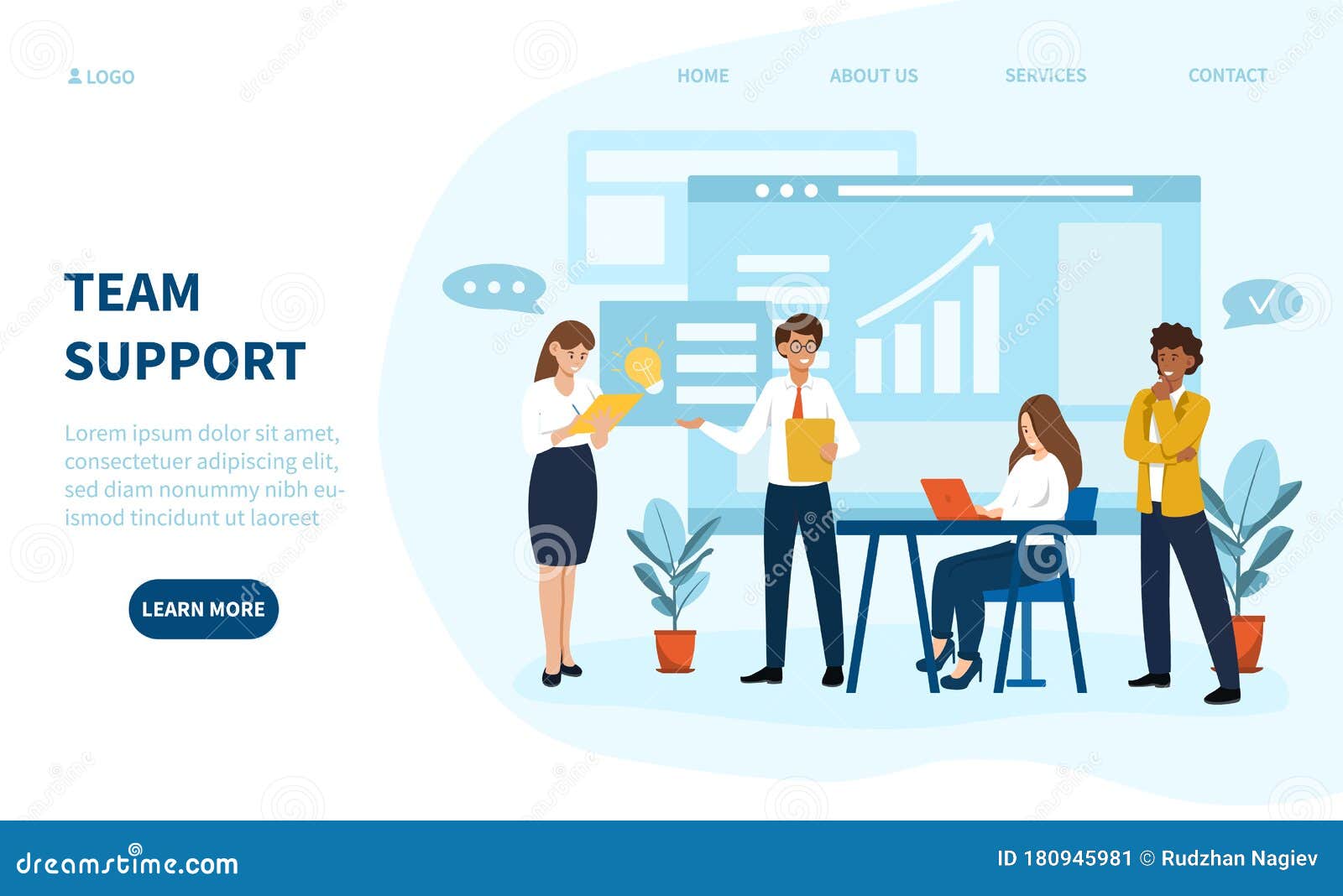 Team Support in Business with Diverse Colleagues Stock Vector ...