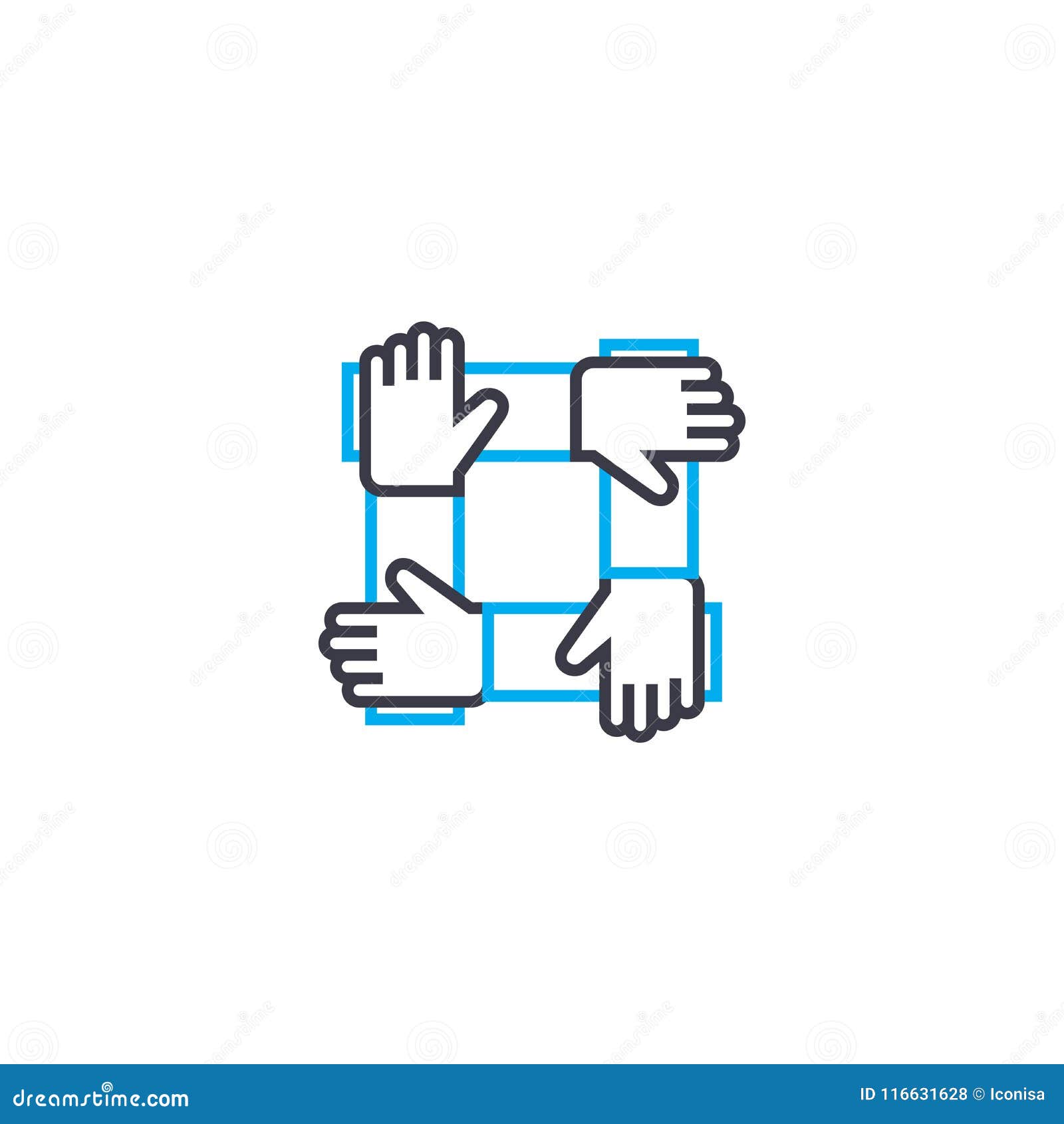 Team Support Vector Thin Line Stroke Icon. Team Support Outline ...