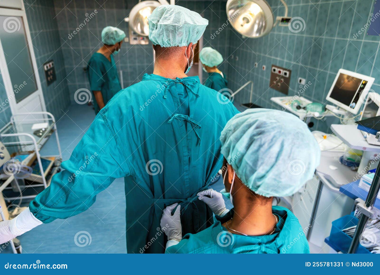 Team of Surgeons in the Operating Room Preparing for Surgery Stock ...
