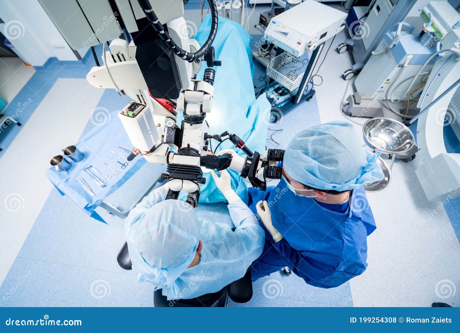 A Team of Surgeons Performing Brain Surgery To Remove a Tumor. Stock ...