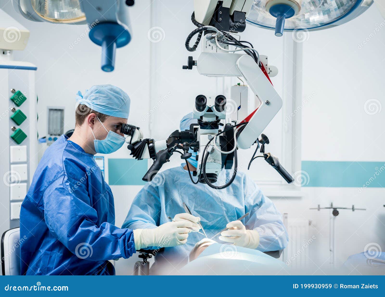 A Team of Surgeons Performing Brain Surgery To Remove a Tumor. Stock ...