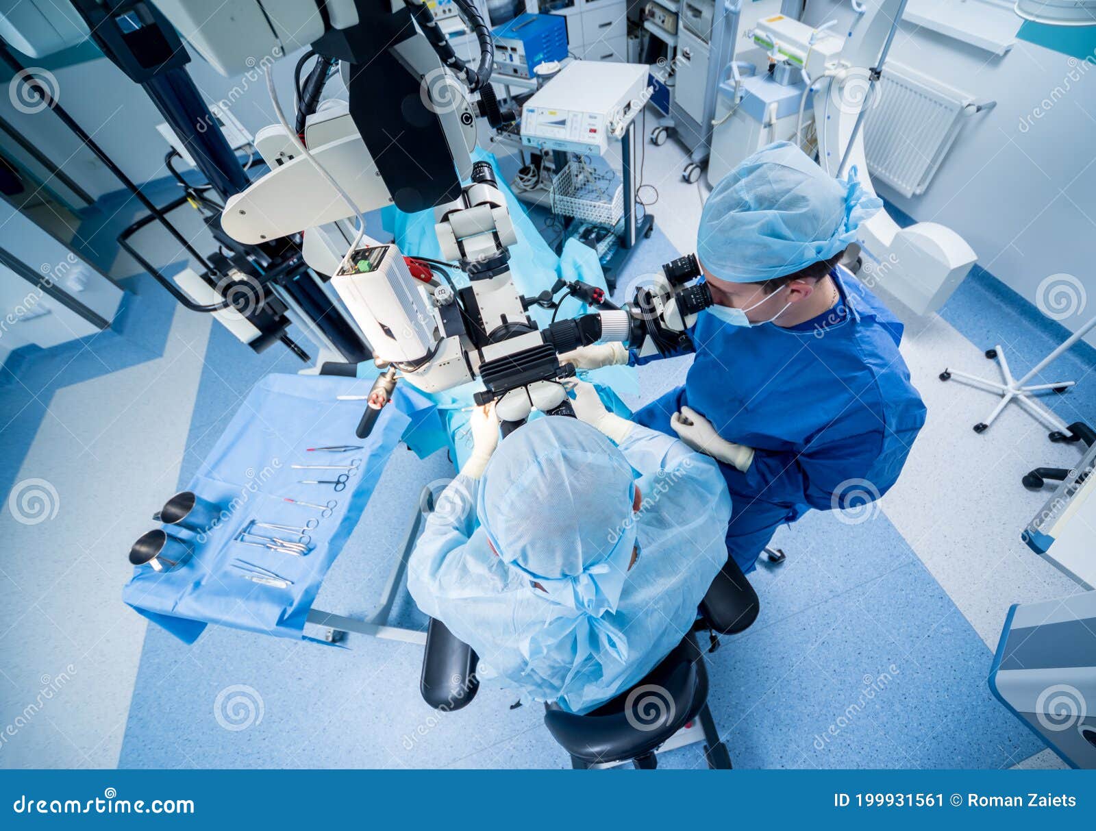 A Team of Surgeons Performing Brain Surgery To Remove a Tumor. Stock ...