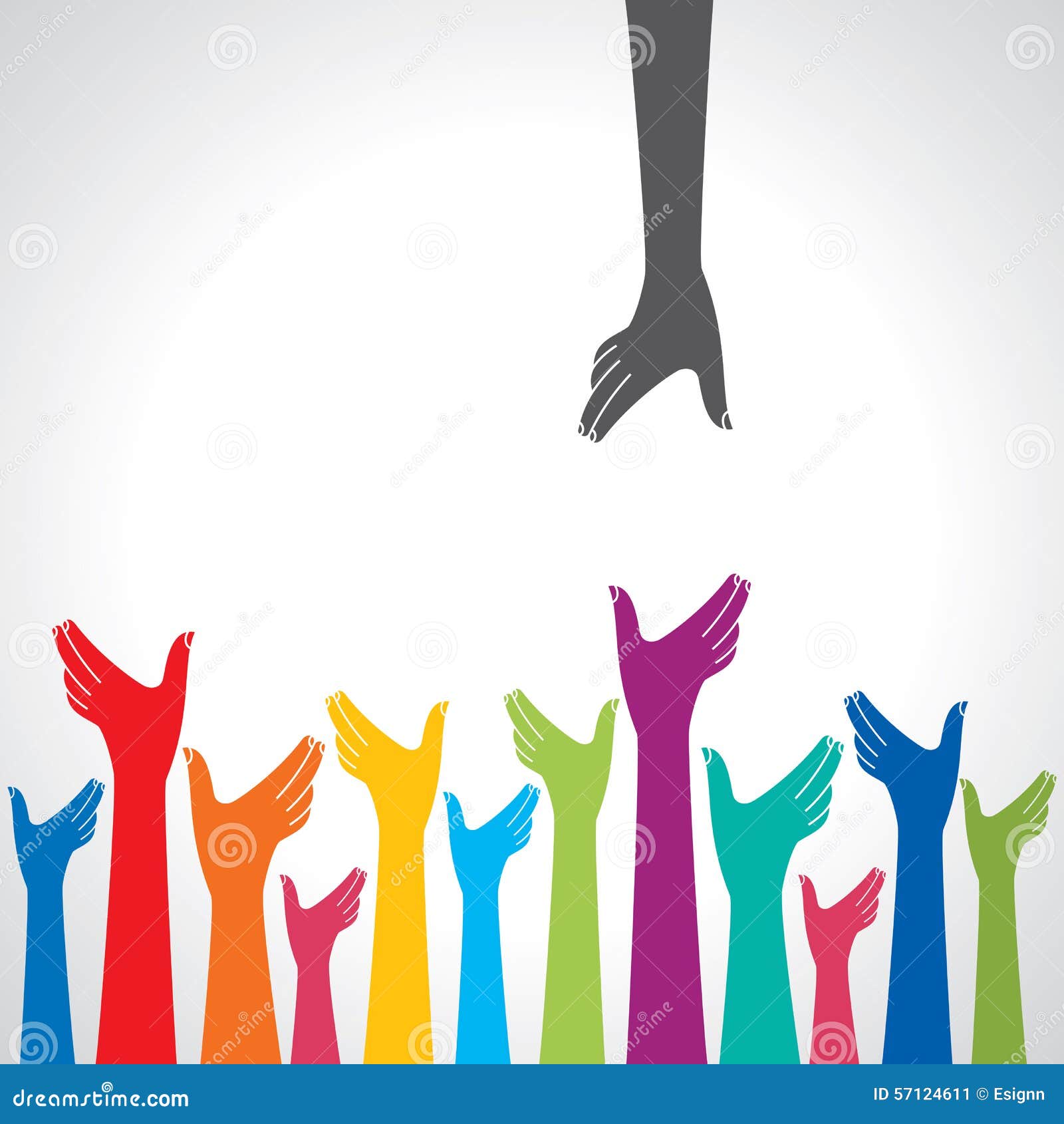 Team Symbol. Multicolored Hands Stock Vector - Illustration of palm ...