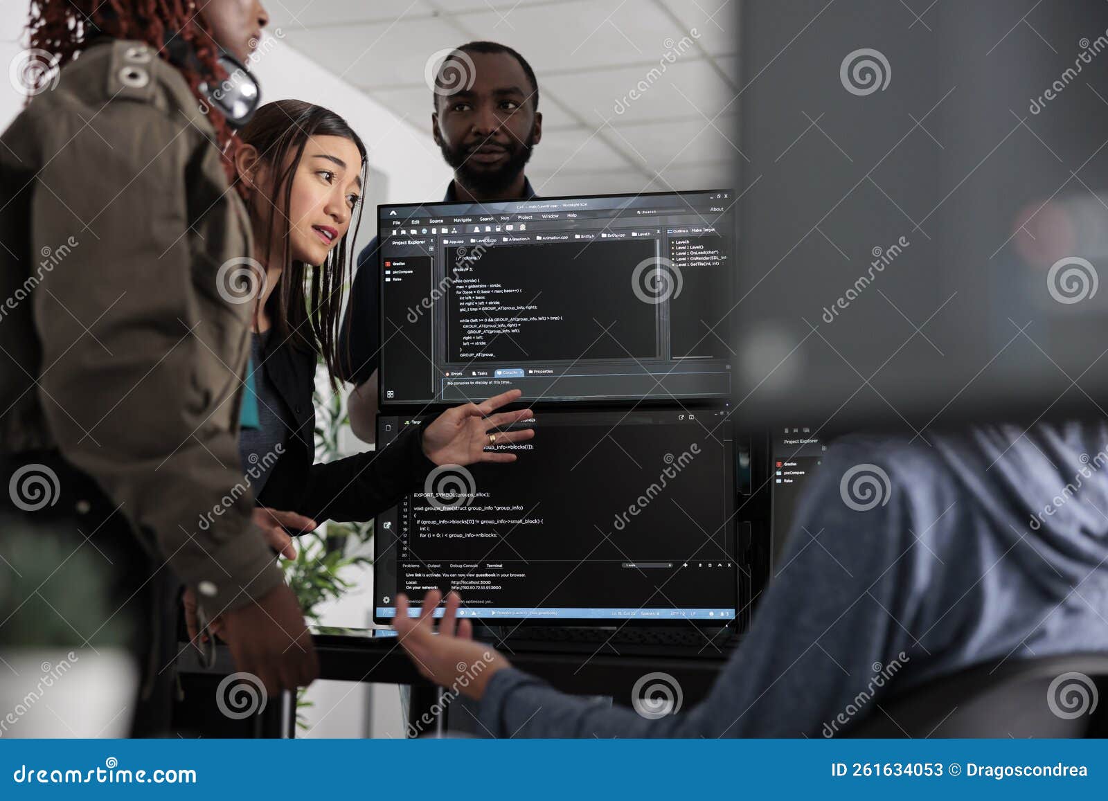 Team Of System Engineer Writing Data And Discussing About Coding Language Stock Image Image Of