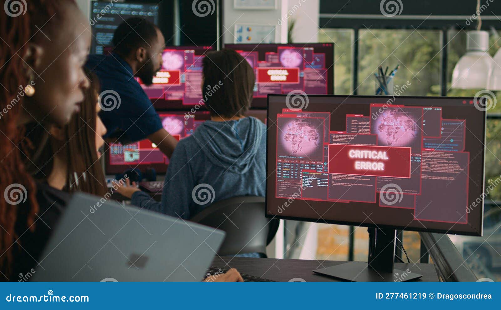 Team of System Engineers Having Web Server Hacked Stock Image - Image of error, internet: 277461219