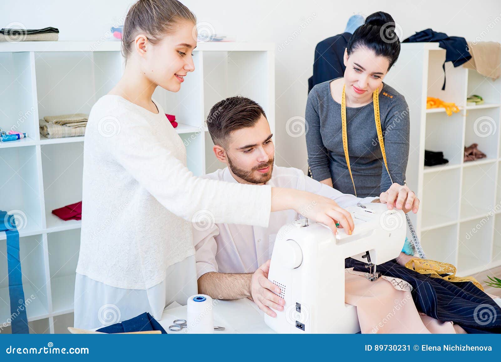Team of tailors stock image. Image of tape, cloth, caucasian - 89730231