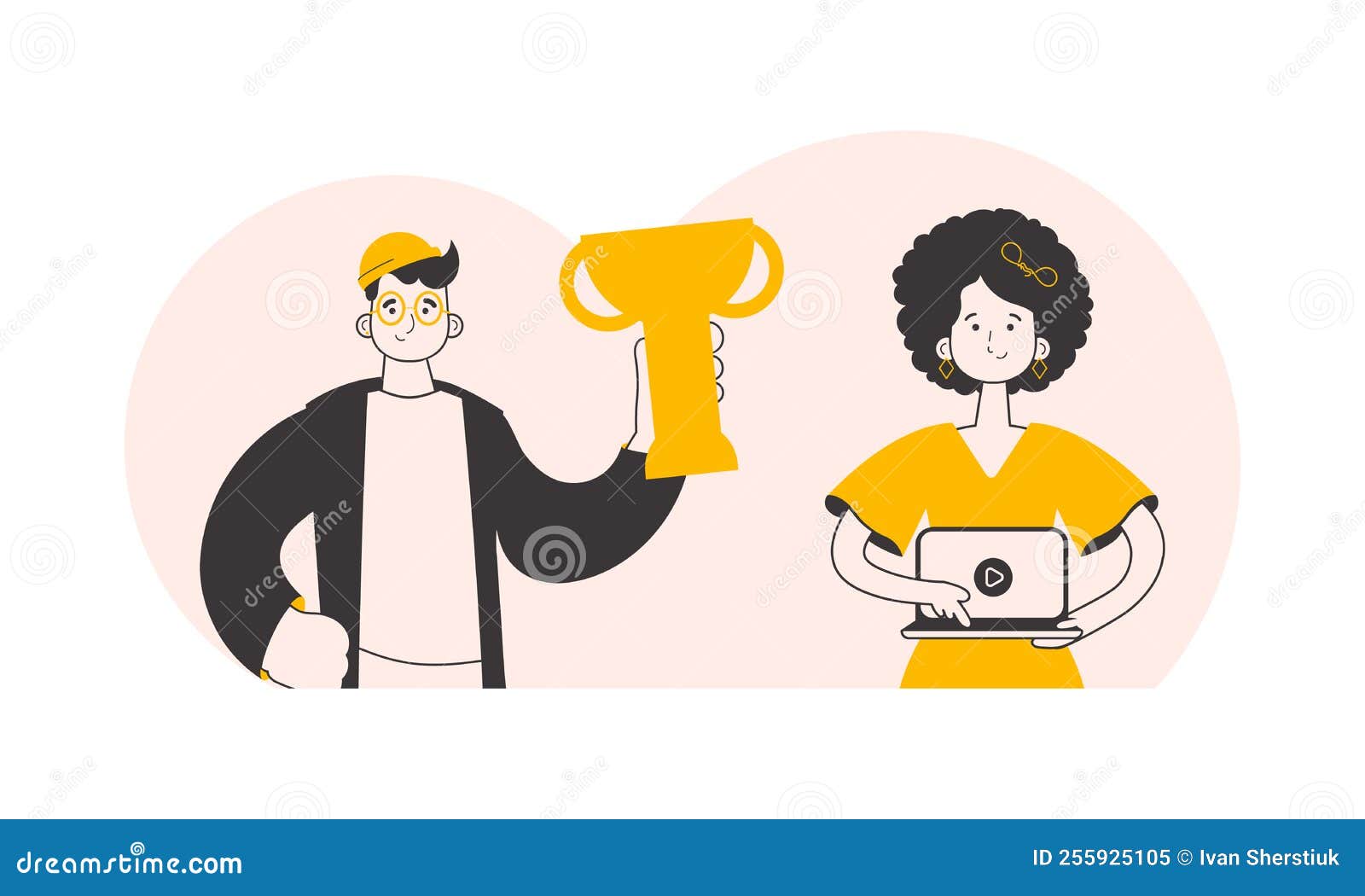 Team of Teachers. Online Learning Concept. Trendy Linear Style. Vector ...