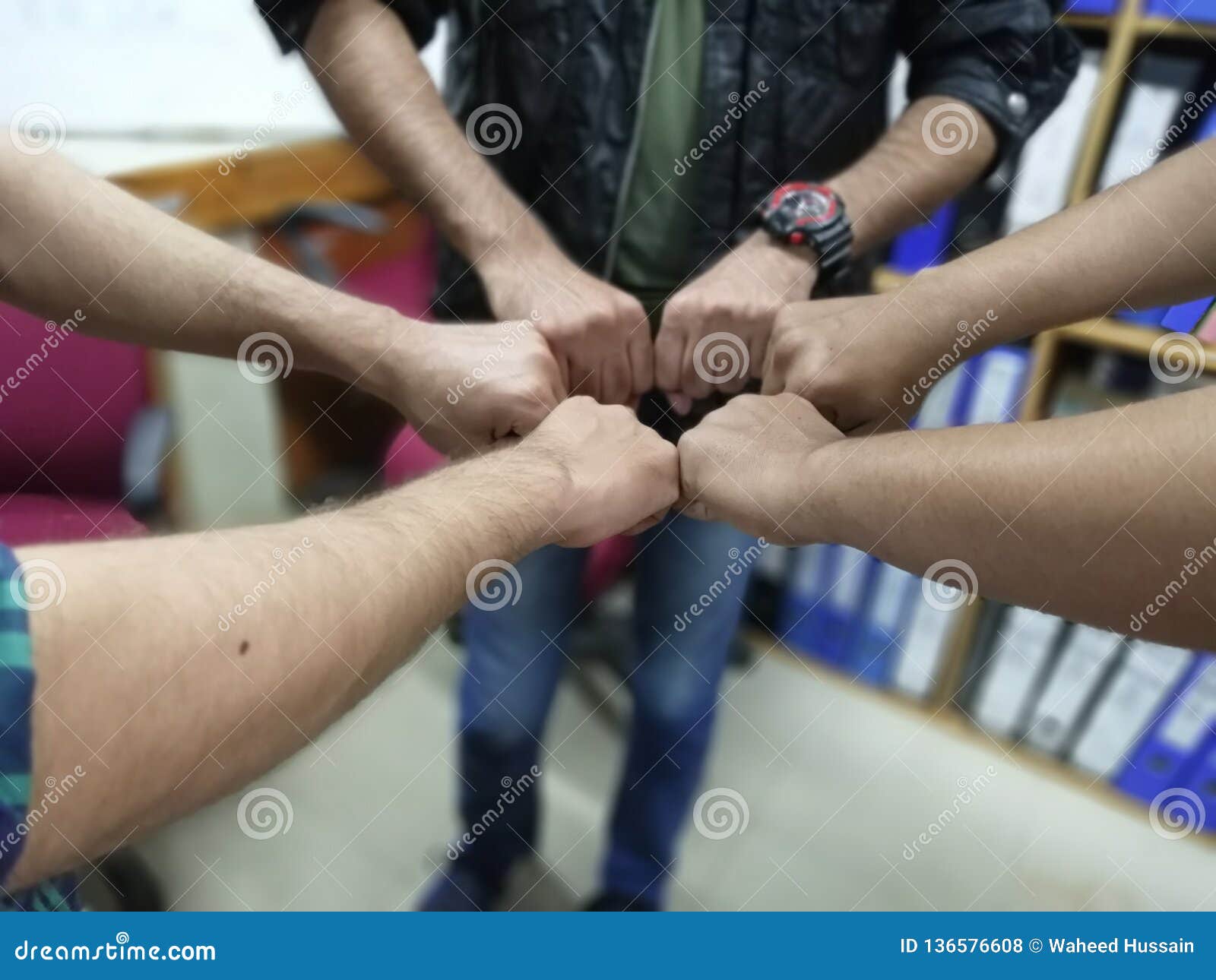 Team Teamwork Join Hands Partnership Concept, Collaborate Project.Cross ...