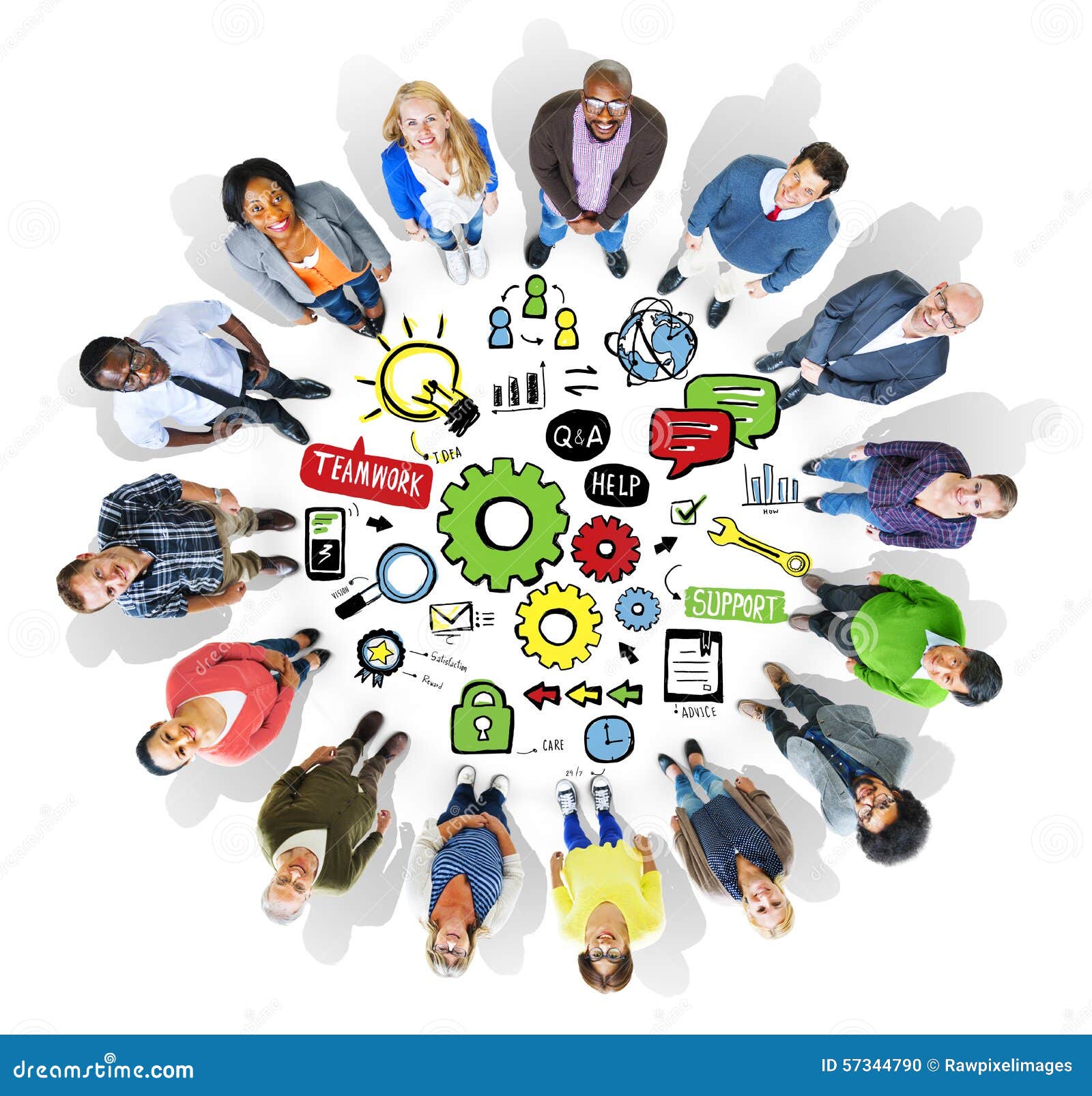 Team Teamwork Support Success Collaboration Cog Unity Concept Stock ...