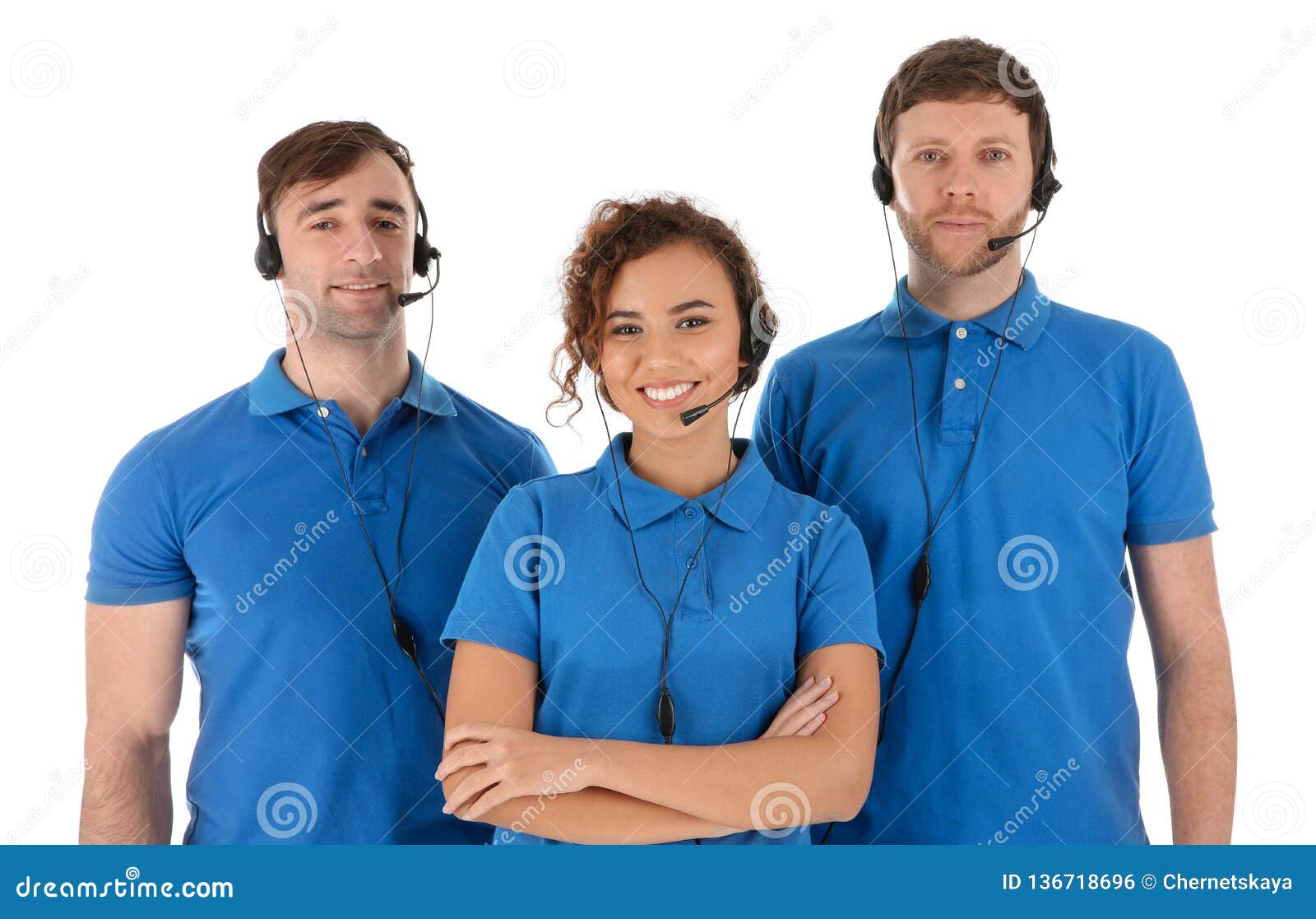 Team of Technical Support with Headsets Stock Photo - Image of contact ...