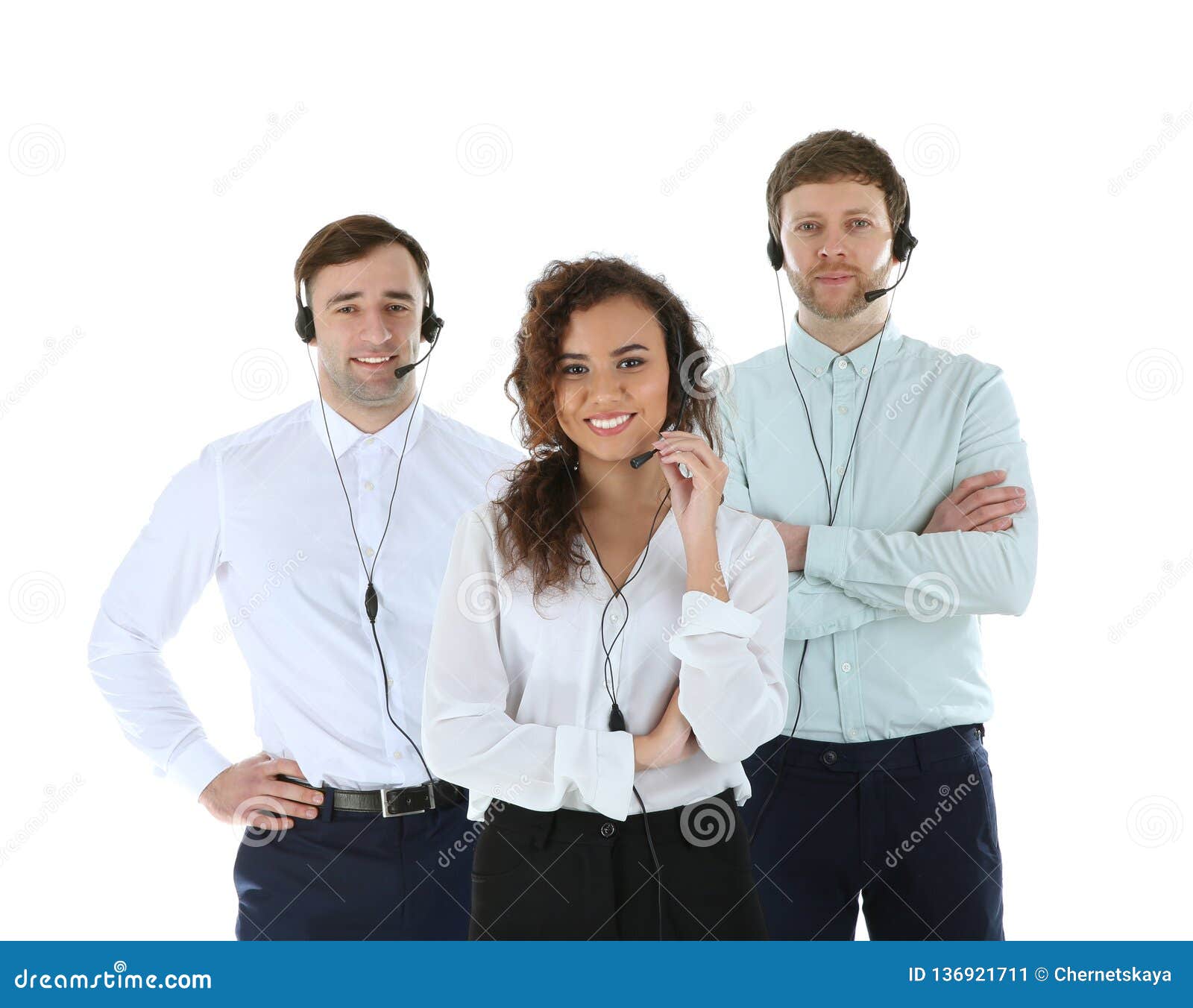 Team of Technical Support with Headsets Stock Image - Image of modern ...