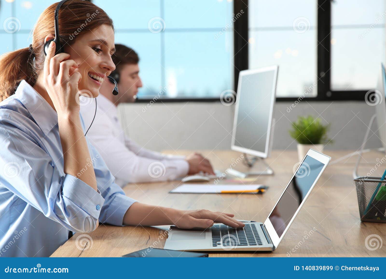 Team of Technical Support with Headsets Stock Image - Image of customer ...