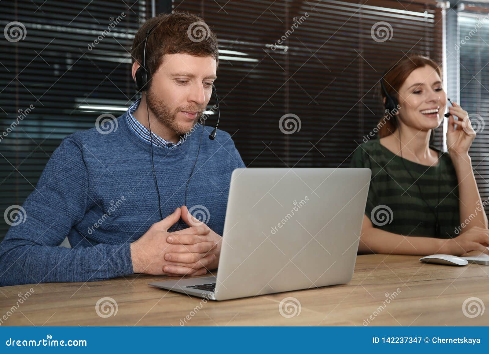 Team of Technical Support with Headsets Stock Image - Image of online ...