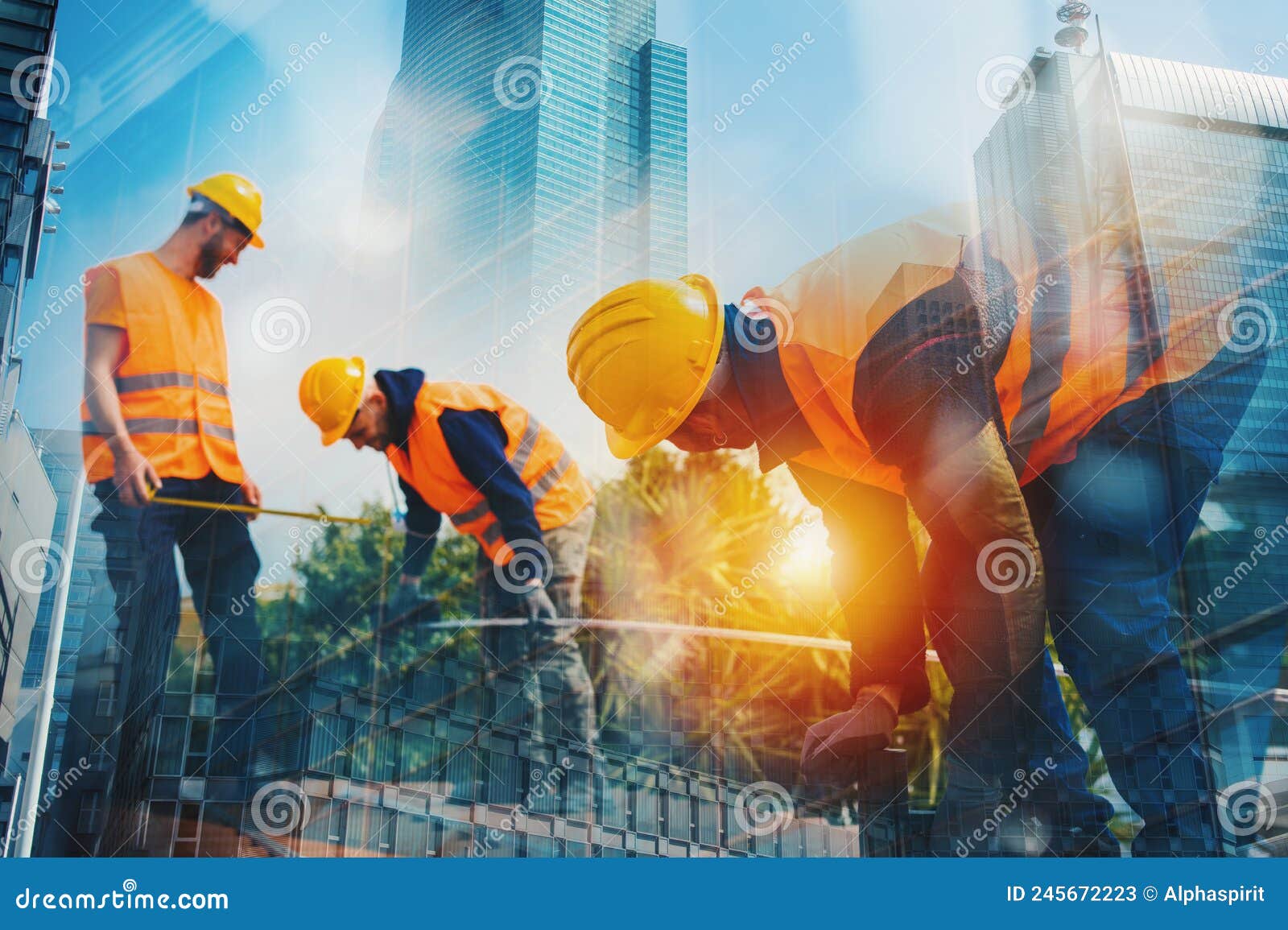 Team of Technical Workers Work on the Roof of a House Stock Image ...